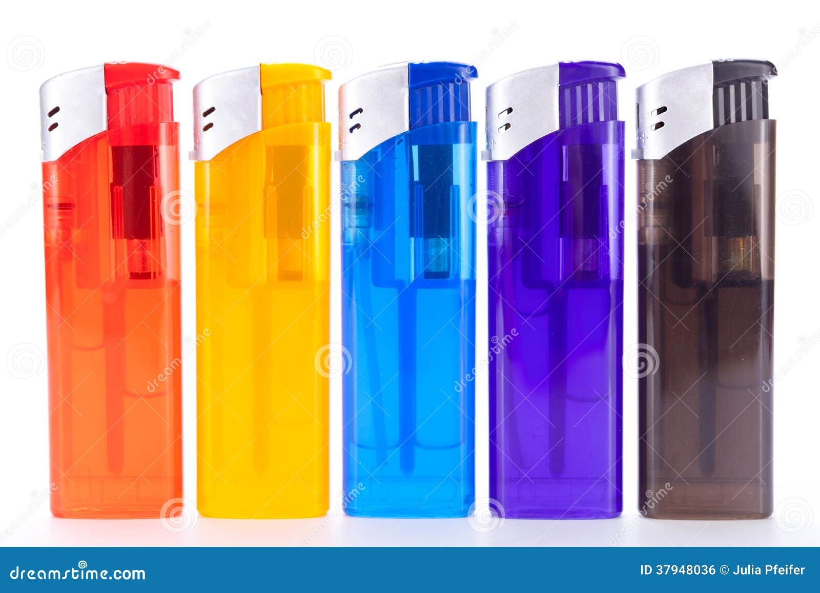 Vividly Coloured Plastic Lighters Stock Photo - Image of closeup, fire ...