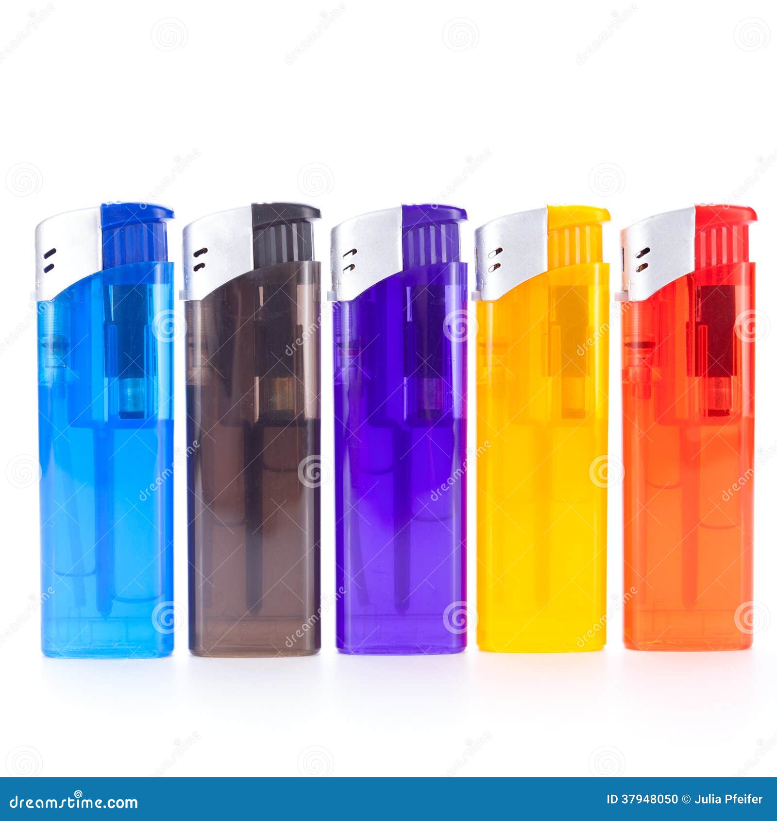Vividly Coloured Plastic Lighters Stock Photo - Image of disposable ...