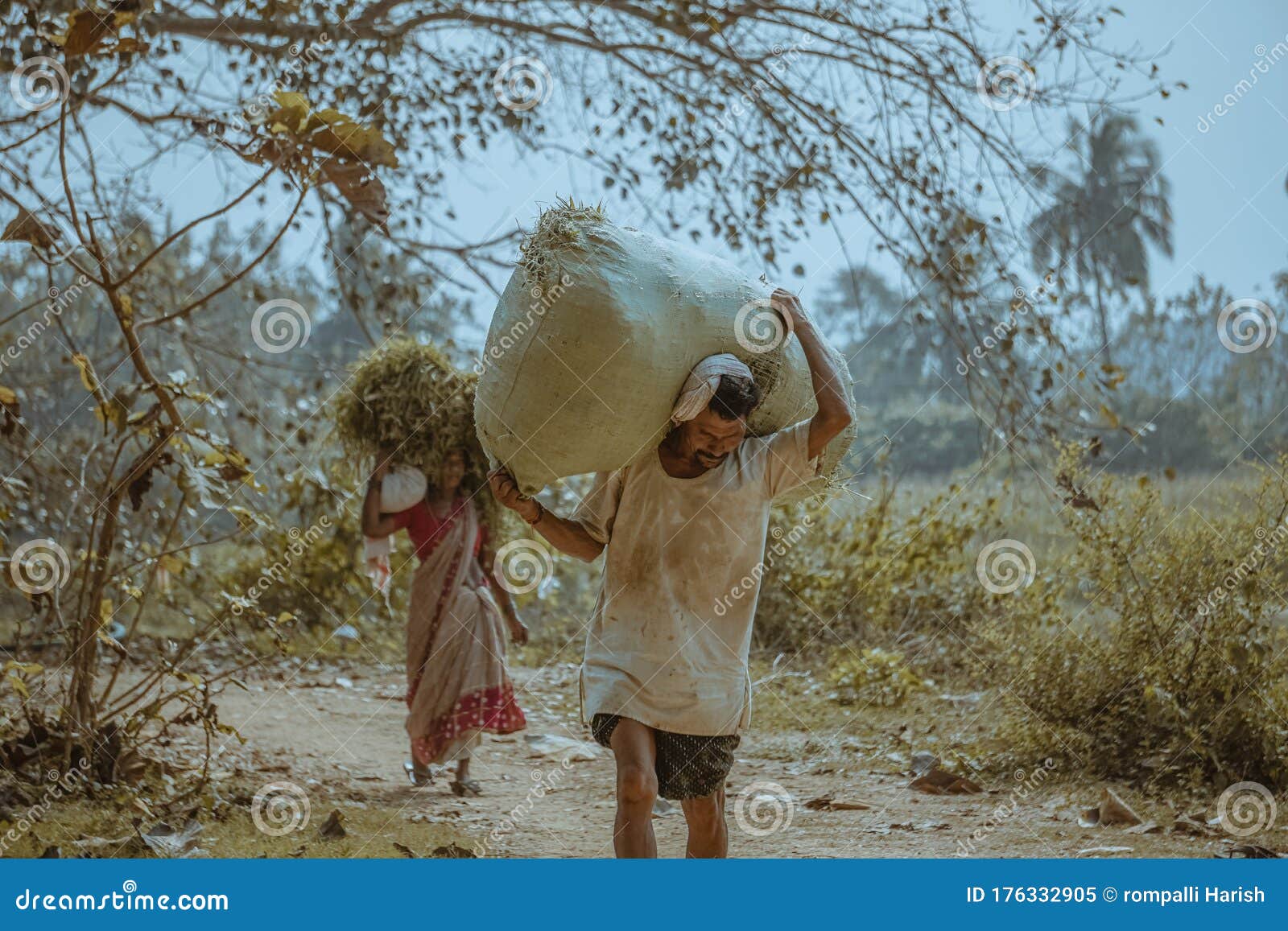 Indian Village Old Couple Indian Village Old Couple Editorial Image