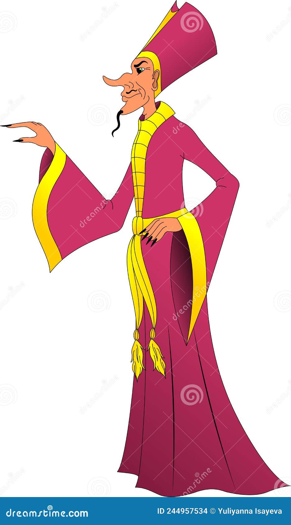 Wise Vizier In White Turban Showing Scroll And Giving Speech. Flat ...