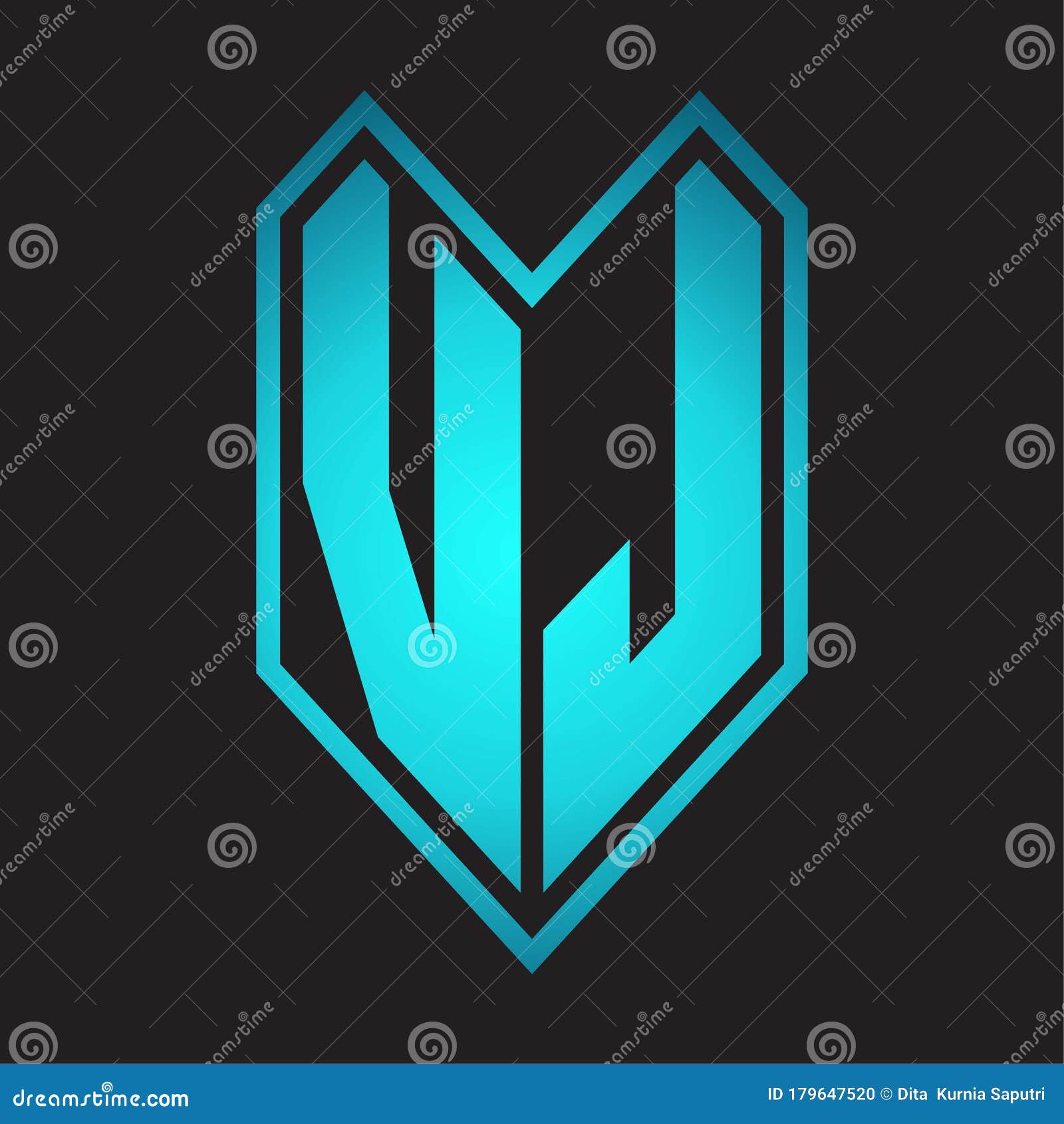 VJ Logo Monogram with Emblem Line Style Isolated on Blue Gradient ...