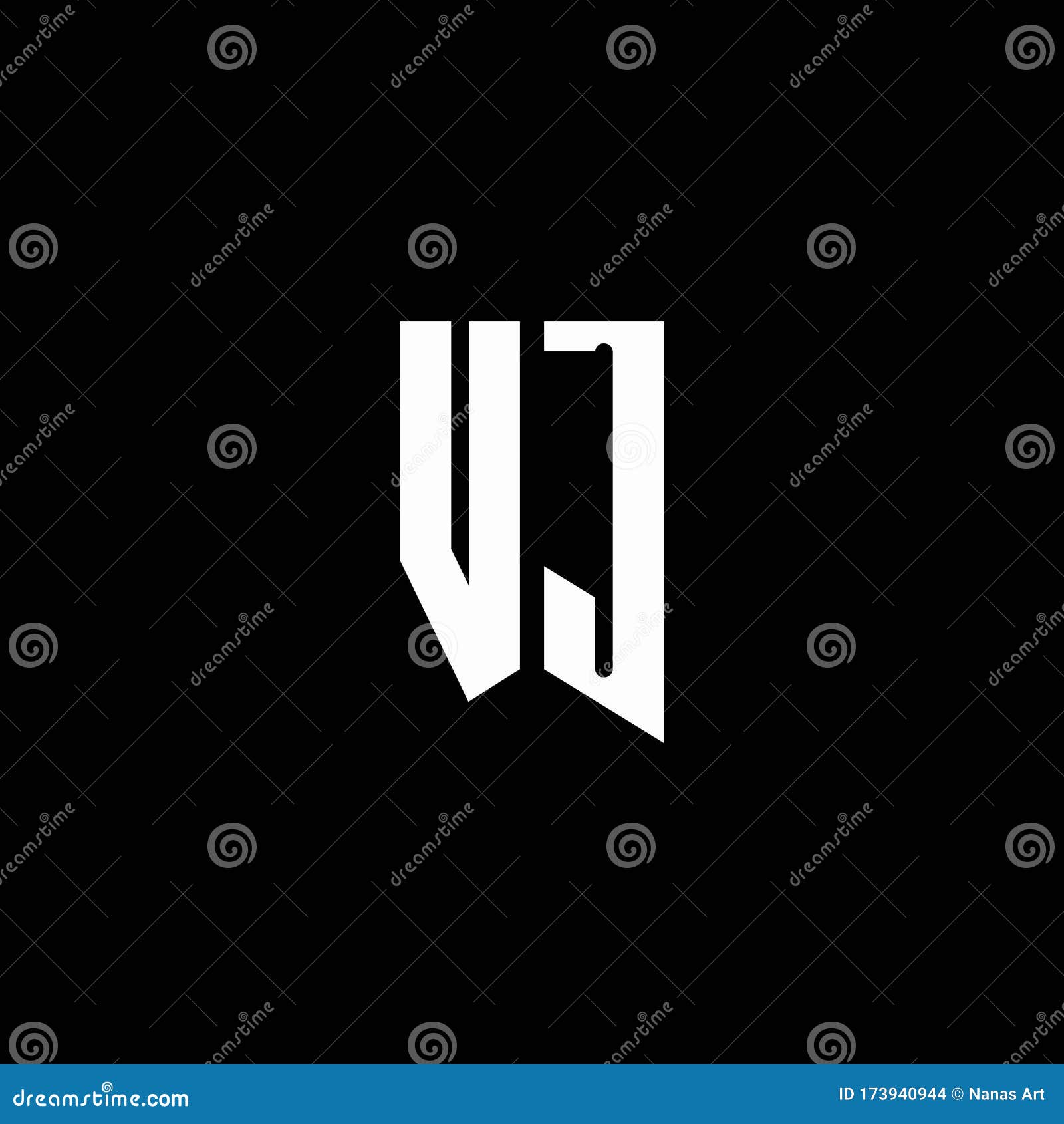 VJ Logo Monogram with Emblem Style Isolated on Black Background Stock ...
