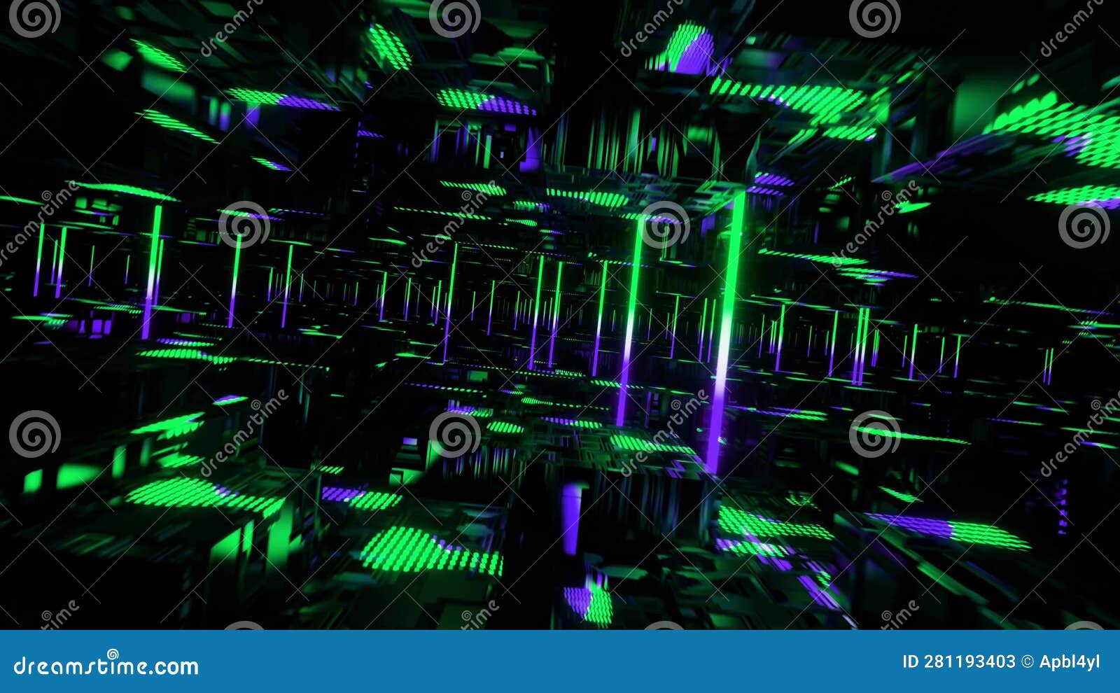 Vj Loop Abstract Sci Fi Neon Light Purple Green Background. Animation ...