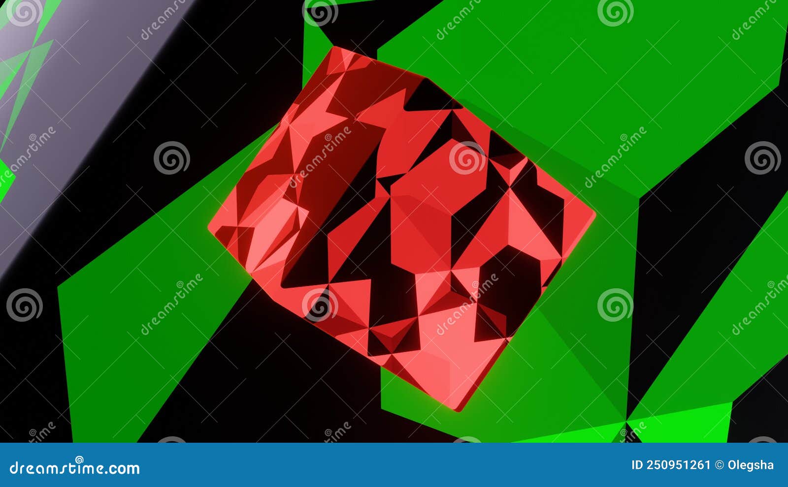 VJ Loop Rotation Bright Red Cube on Green Background Stock Video ...