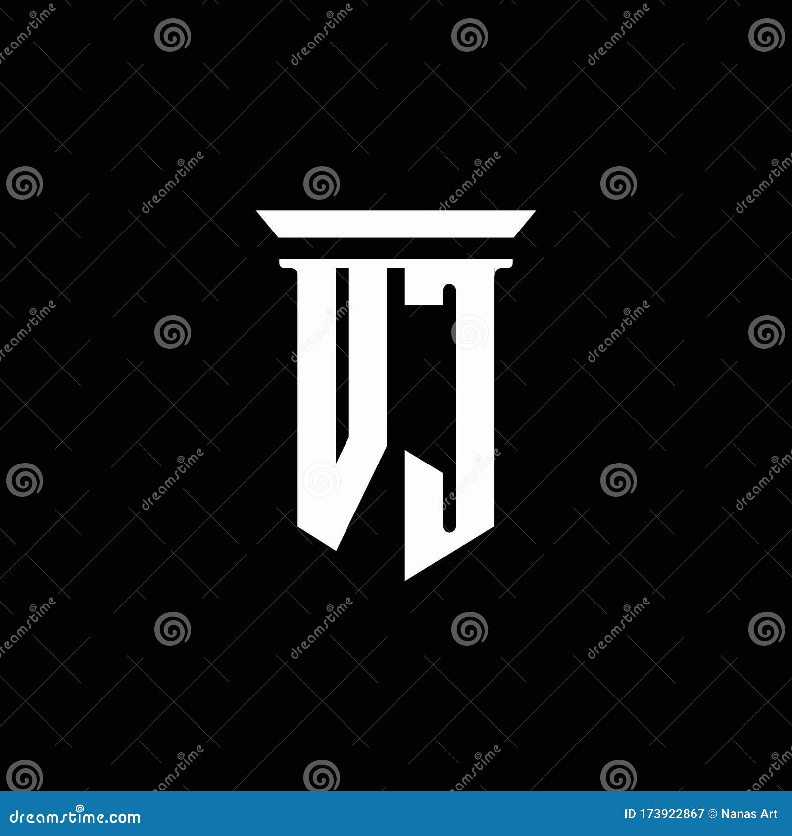VJ Monogram Logo with Emblem Style Isolated on Black Background Stock ...