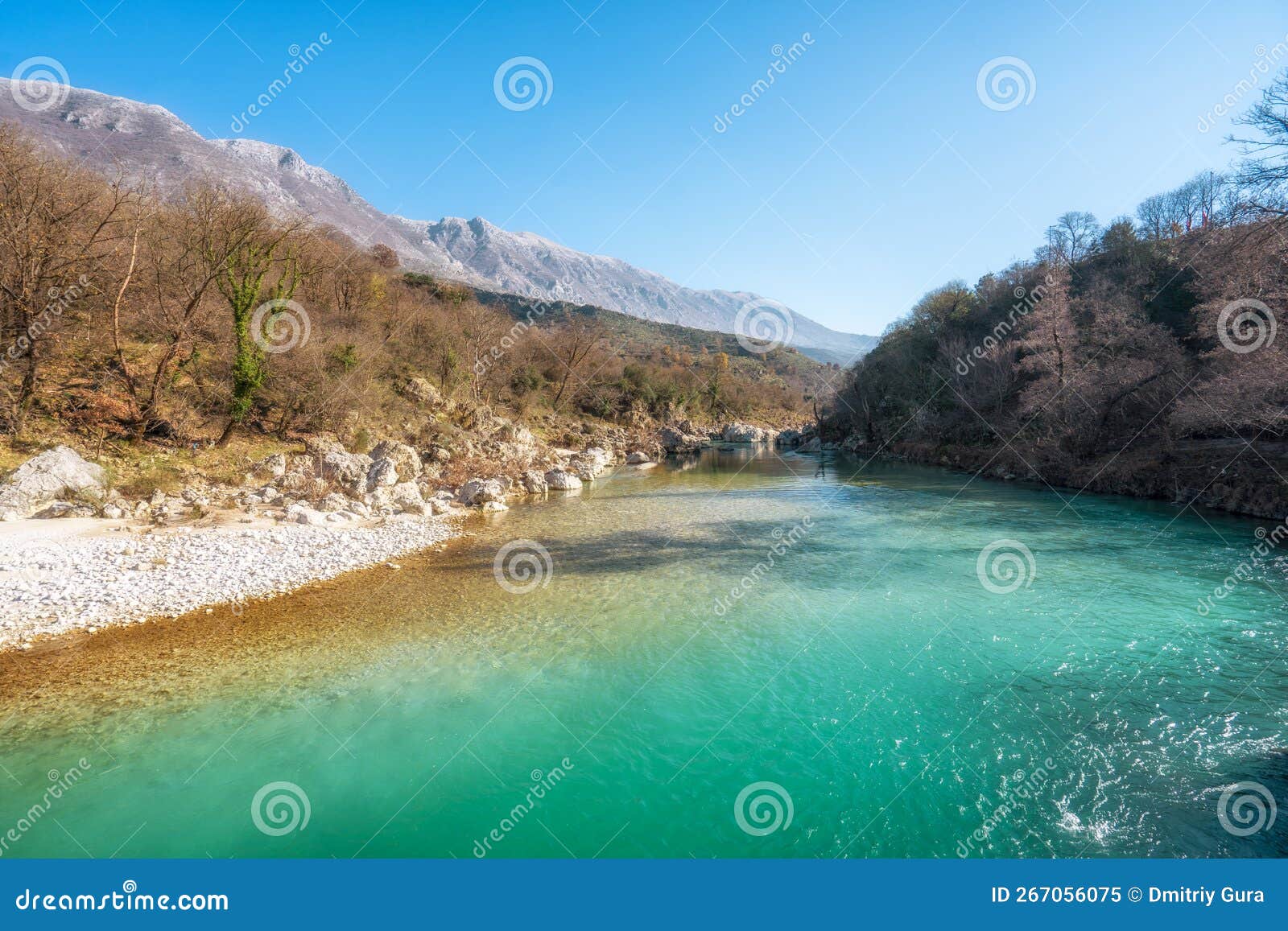 Vjosa River in Permet District, Albania. Stock Image - Image of travel ...