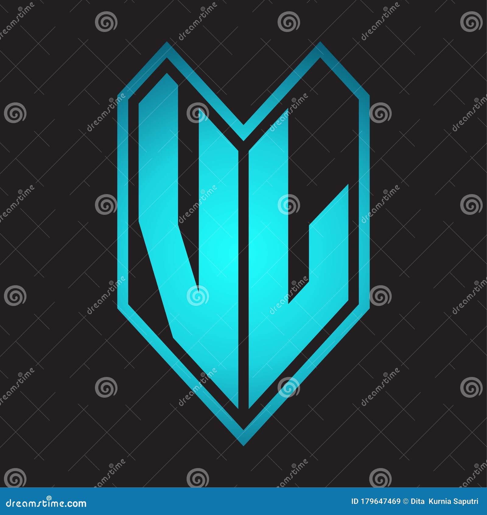 VL Logo Monogram with Emblem Line Style Isolated on Blue Gradient ...