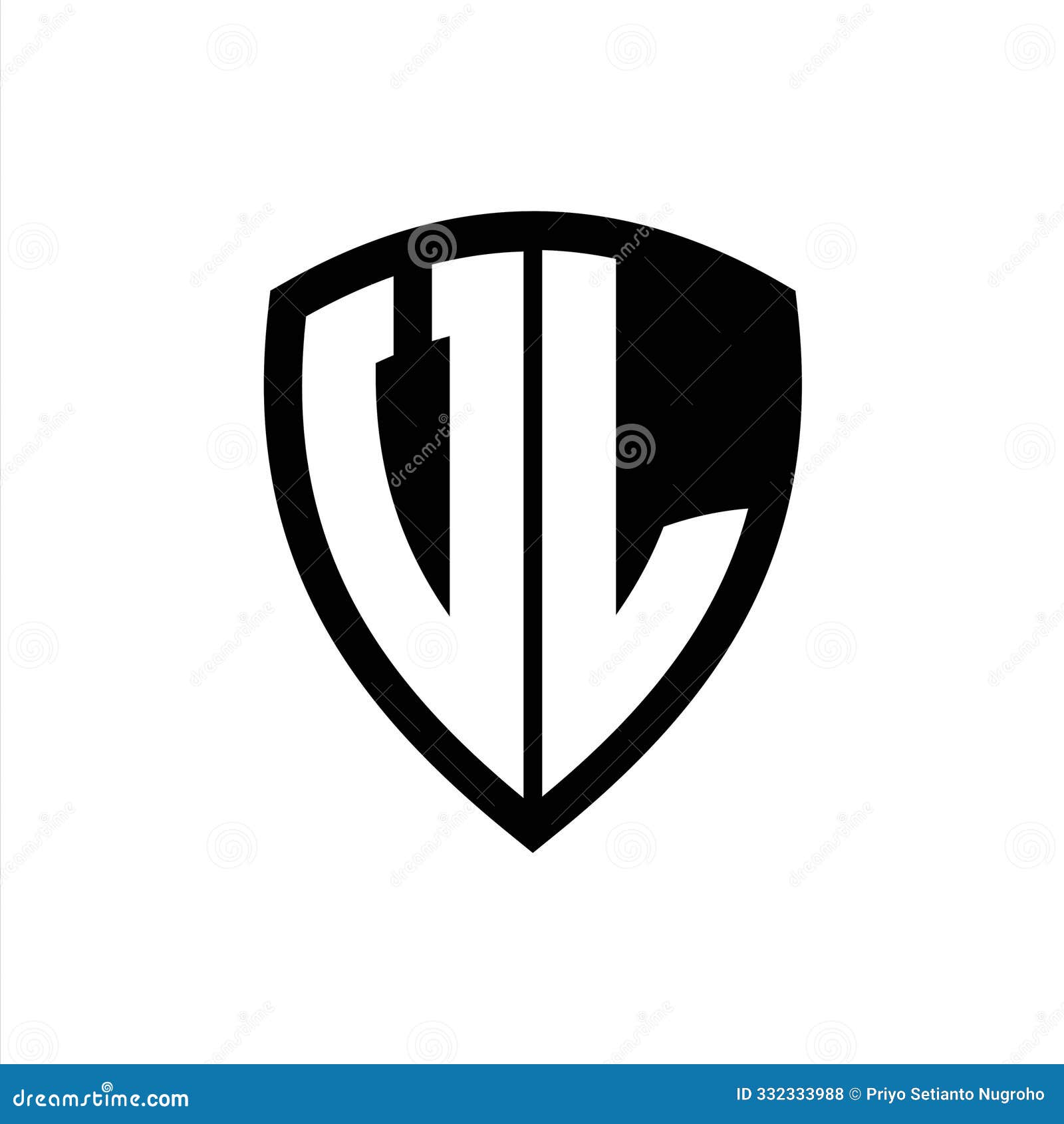 VL Monogram Logo with Bold Letters Shield Shape with Black and White ...