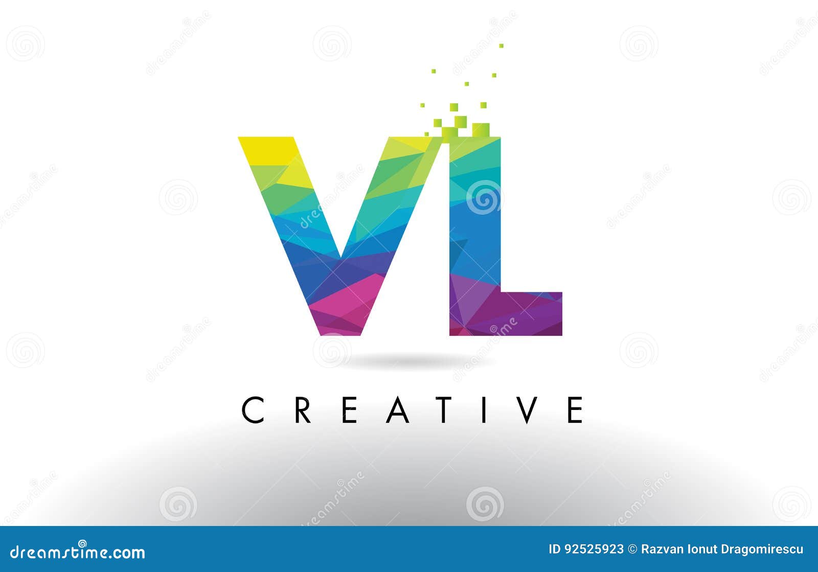 VL V L Colorful Letter Origami Triangles Design Vector. Stock Vector ...