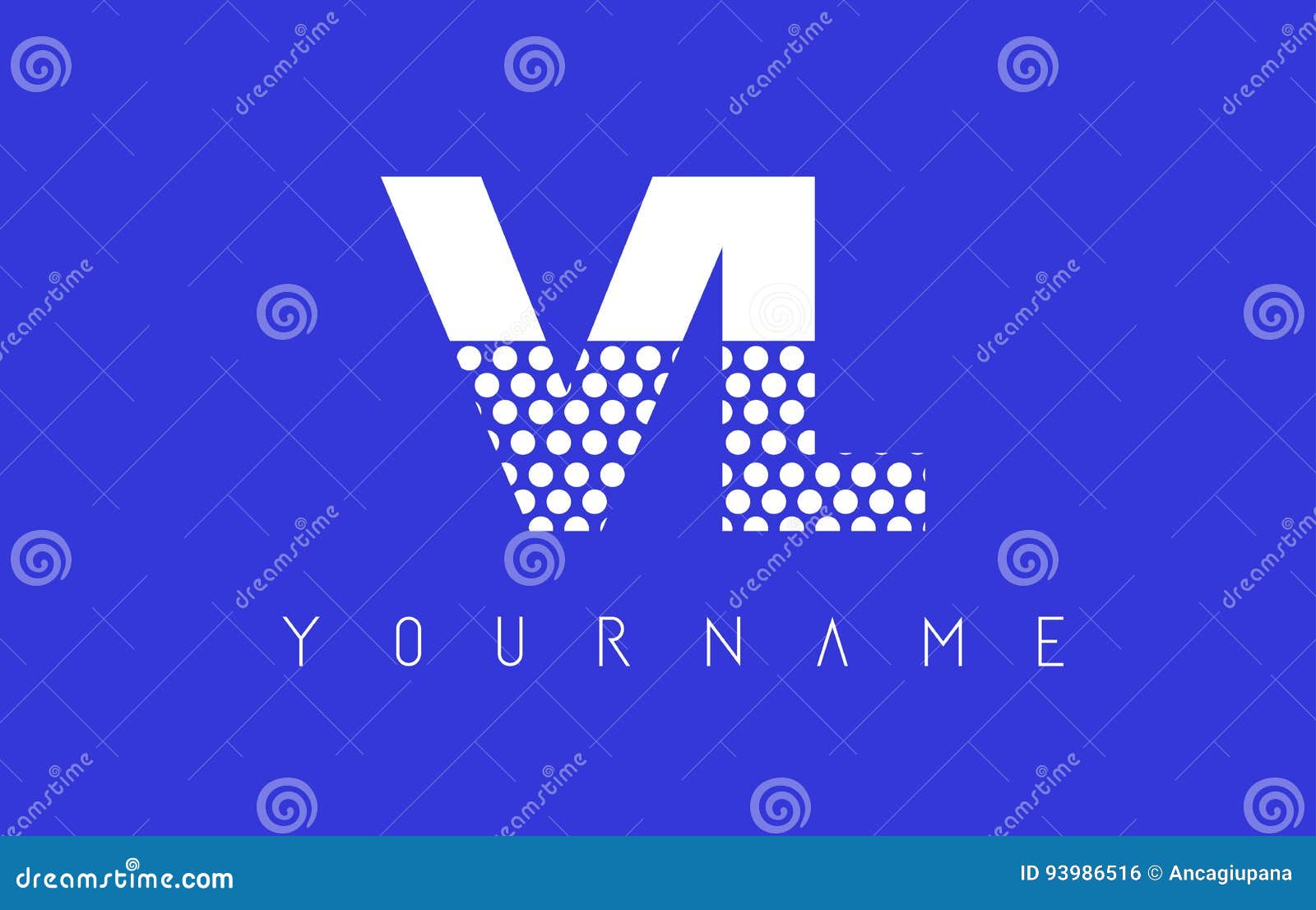 VL V L Dotted Letter Logo Design with Blue Background. Stock Vector ...