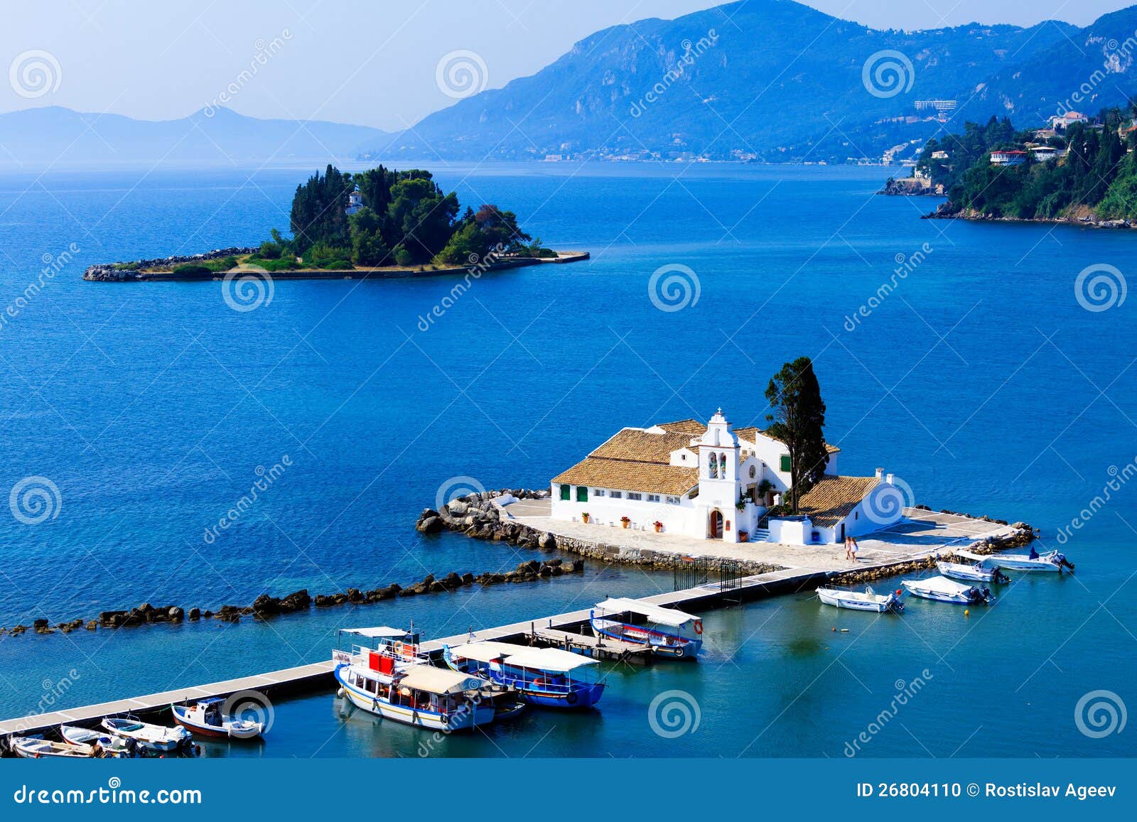 Vlacherna Monastery, Kanoni, Corfu Stock Photo - Image of ionian ...