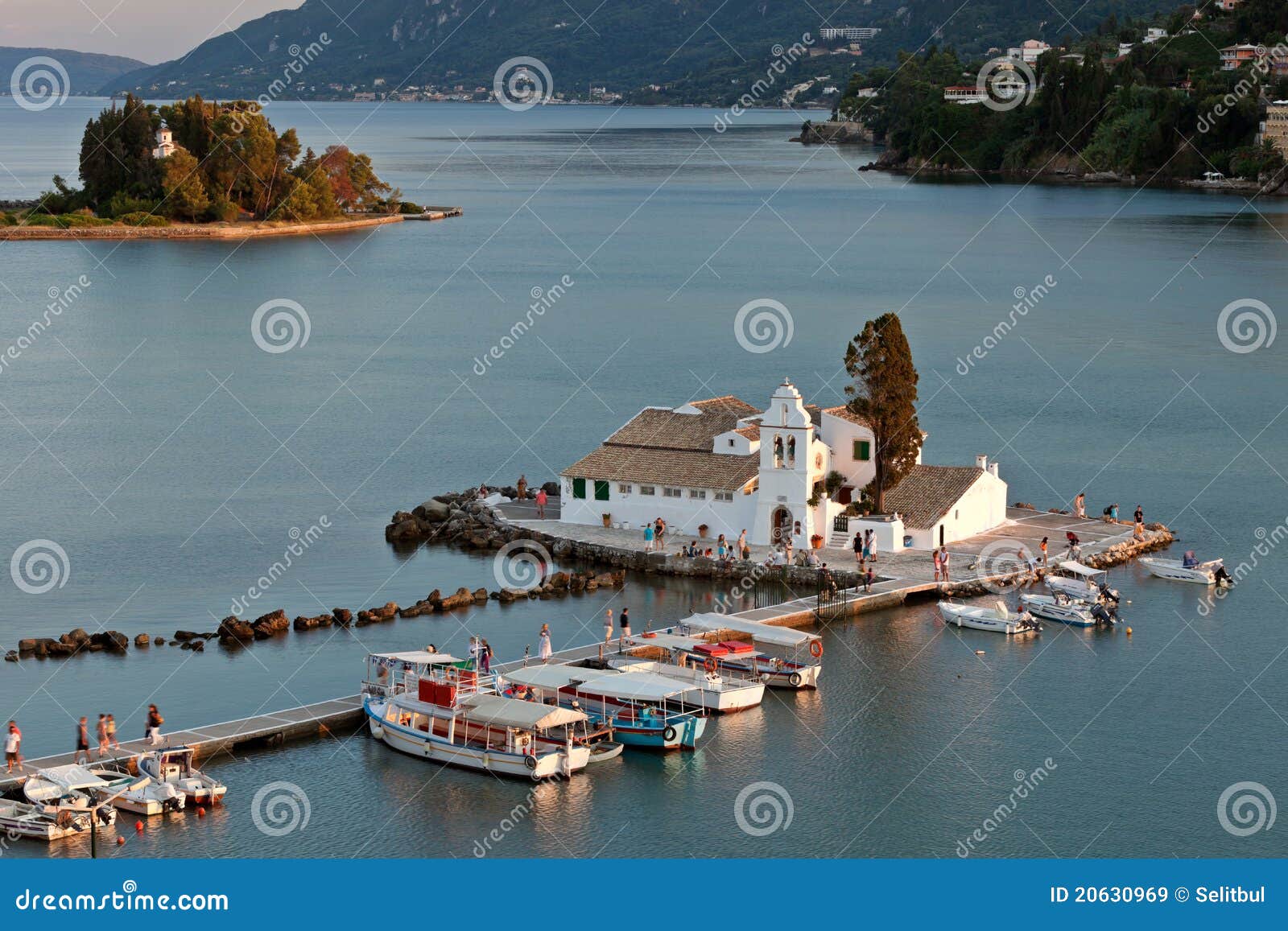 Vlacherna Monastery at Sunset, Corfu, Greece Stock Image - Image of ...