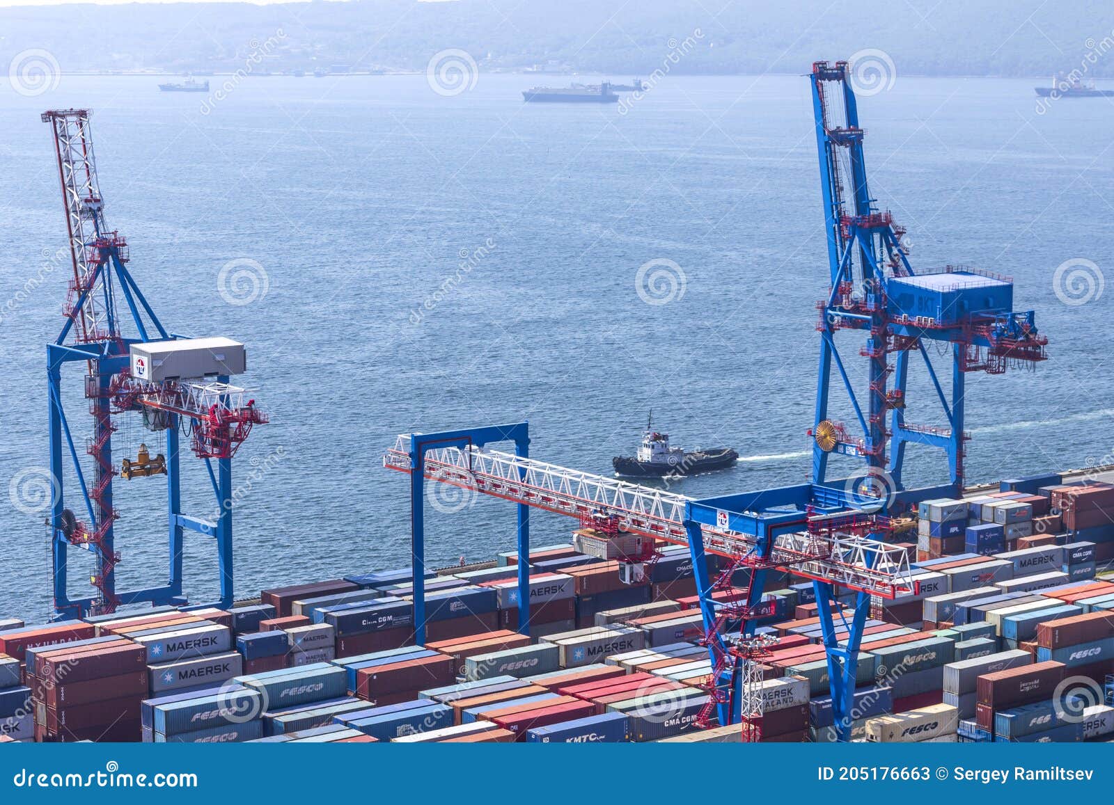 Cargo Operations At The Container Terminal Of The Vladivostok Commercial Port Editorial Stock