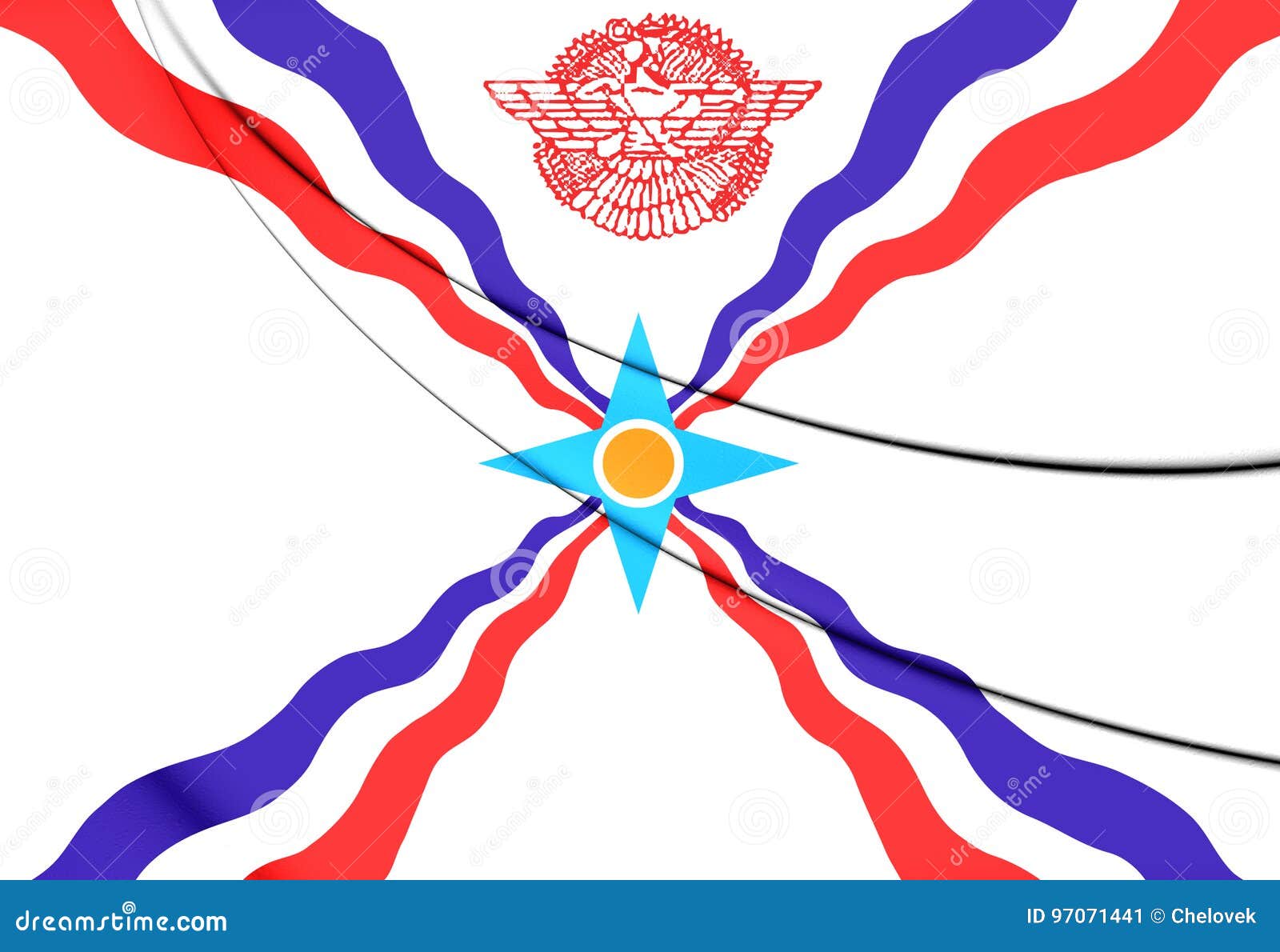 Vlag van Assyria stock illustratie. Illustration of achtergrond - 97071441