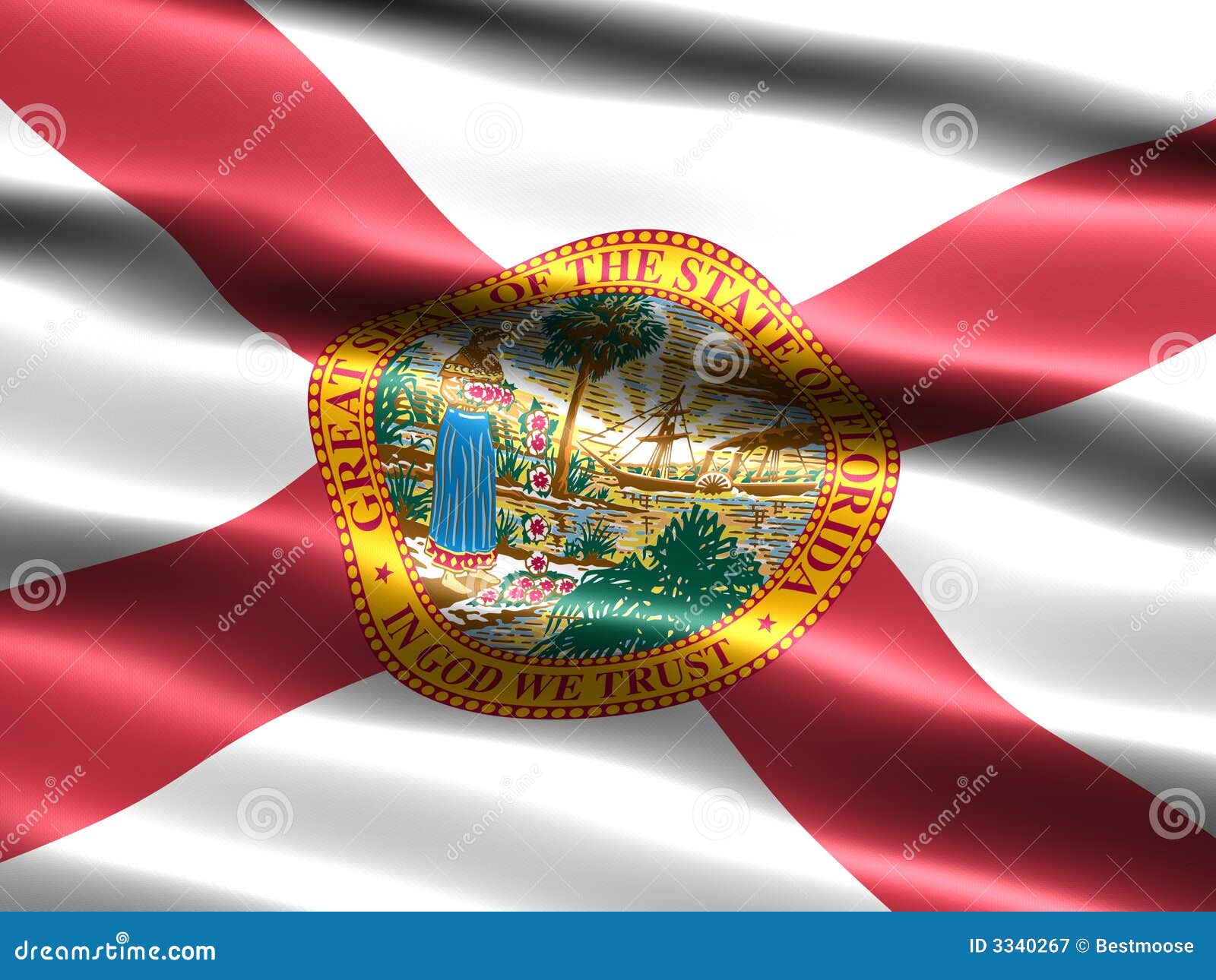 Vlag Van De Staat Van Florida Stock Illustratie - Illustration of miami ...