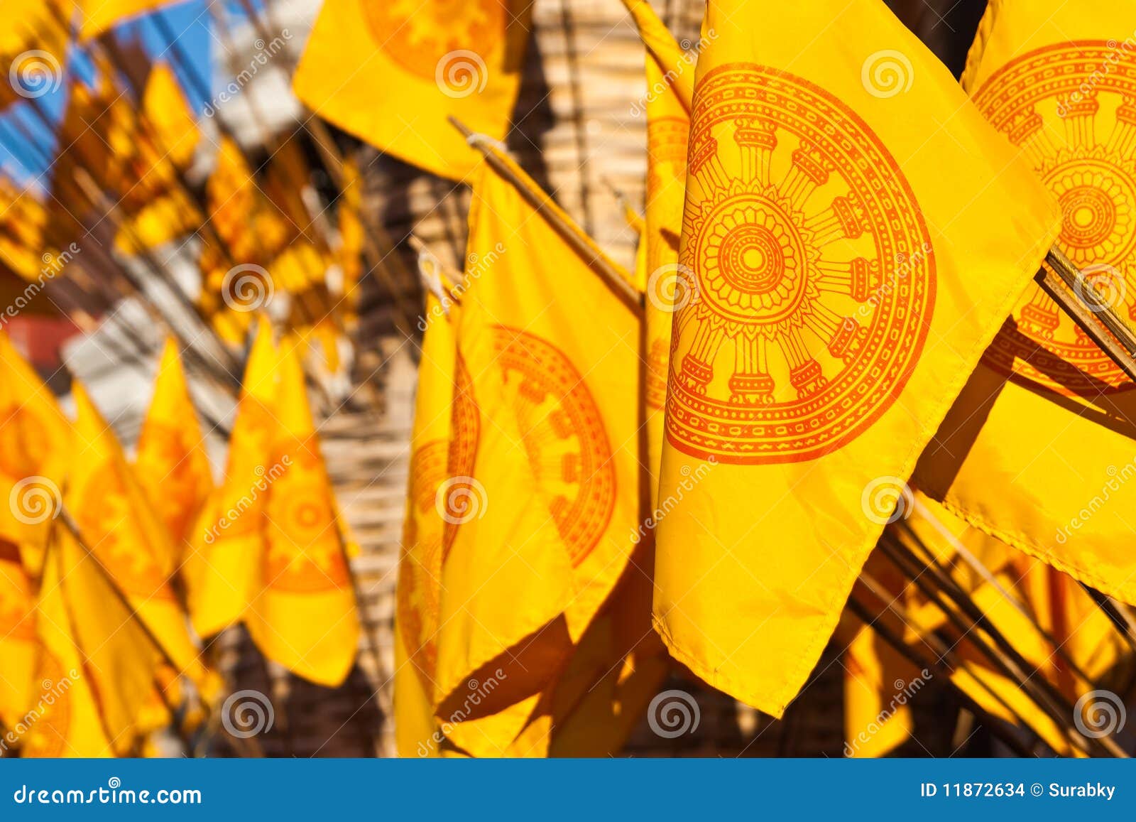 Vlag Van Dhammajak, Symbool Van Boeddhisme Stock Foto - Image of ...