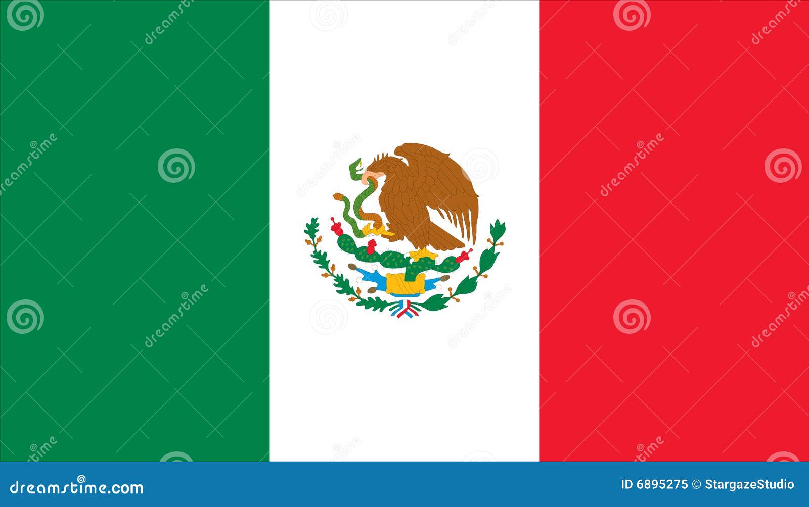 Vlag van Mexico vector illustratie. Illustration of rood - 6895275