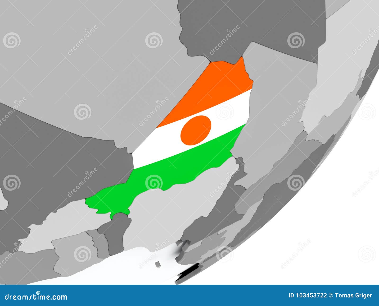 Vlag van Niger op kaart stock illustratie. Illustration of nigerese ...