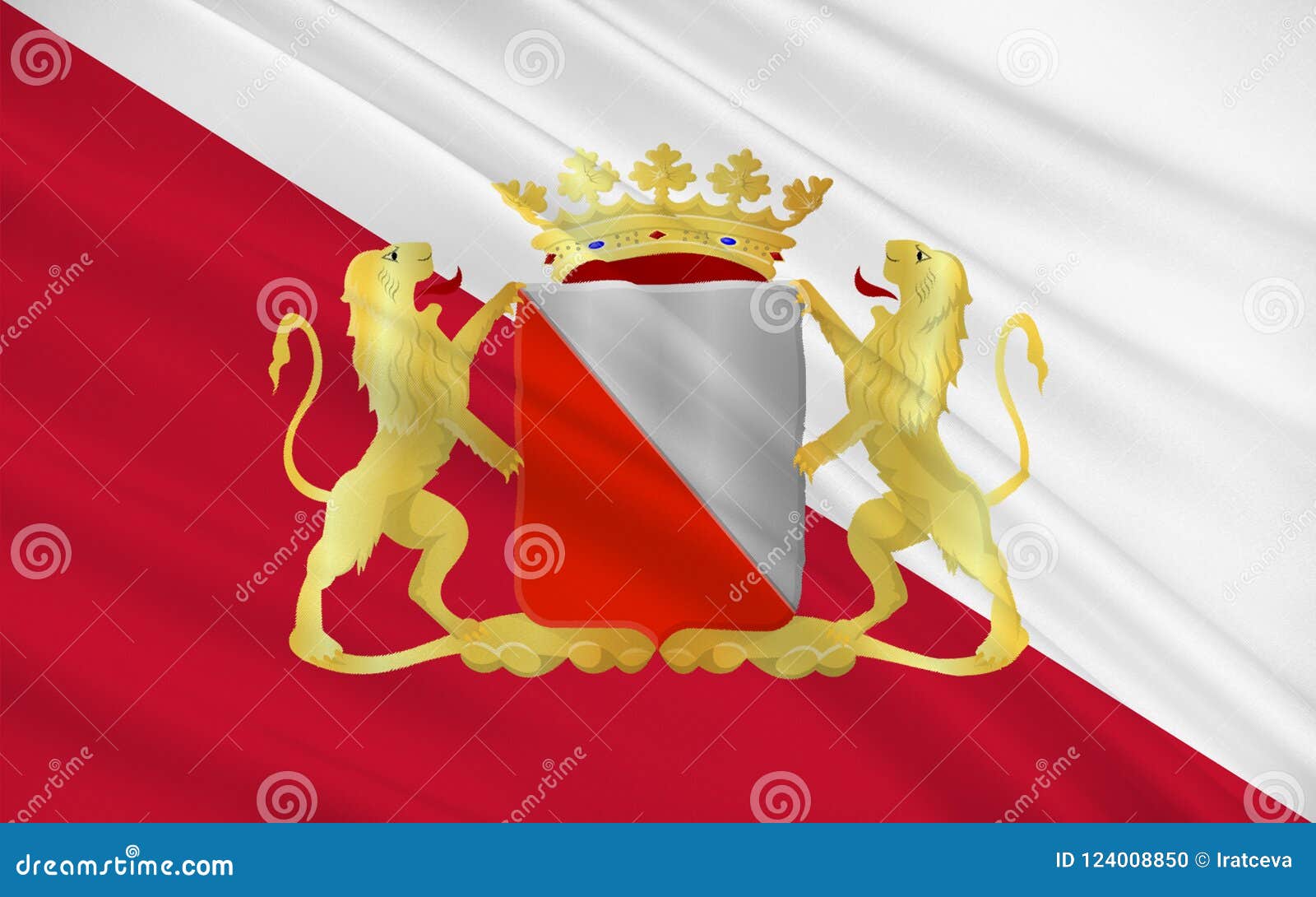 Vlag Van Utrecht, Nederland Stock Illustratie - Illustration of textiel ...