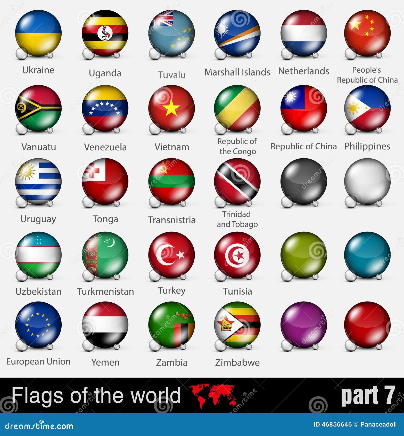 Vlaggen Van Alle Landen in De 3d Bal Vector Illustratie - Illustration ...