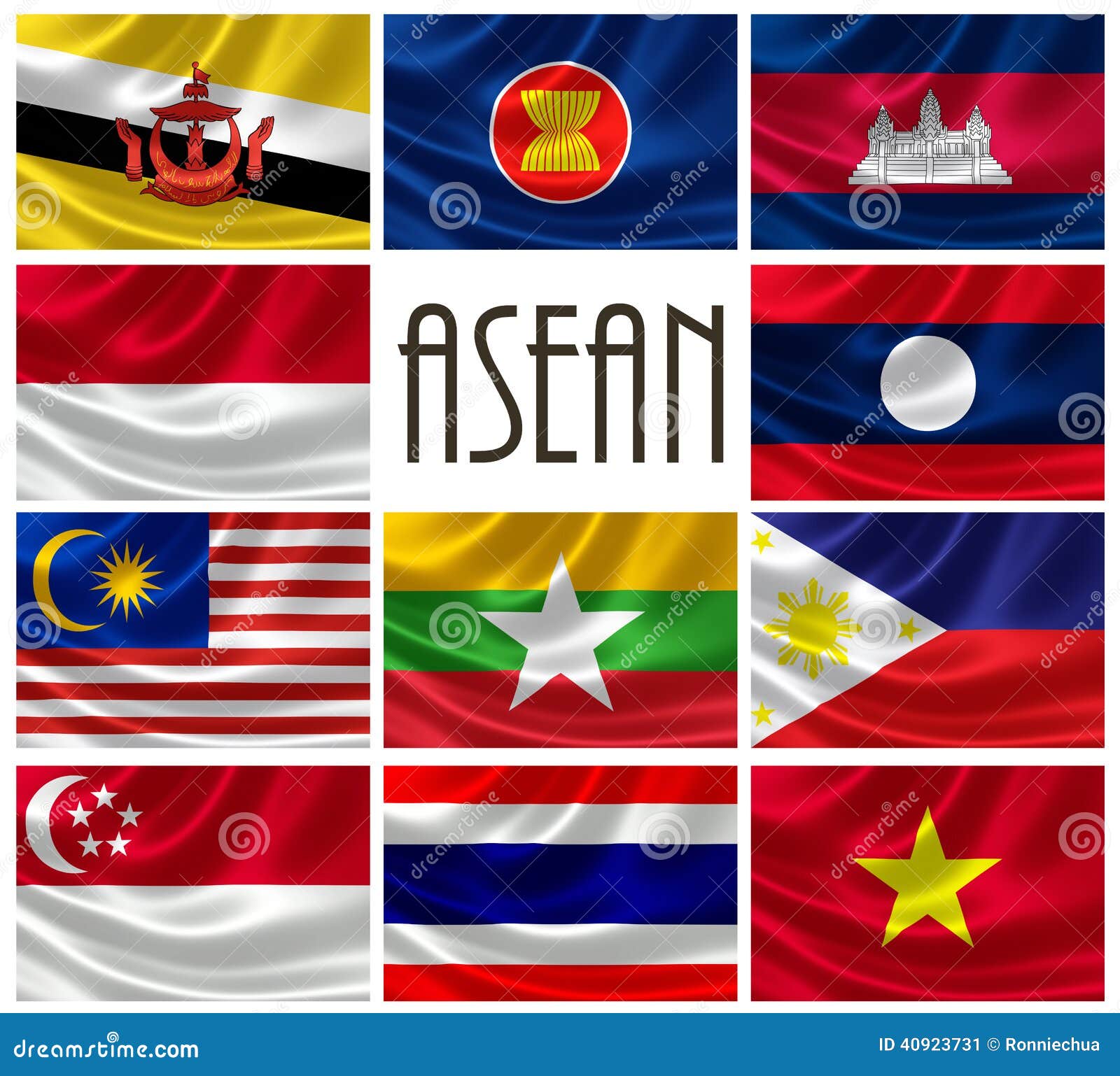 Vlaggen van ASEAN-Naties stock illustratie. Illustration of netwerk ...