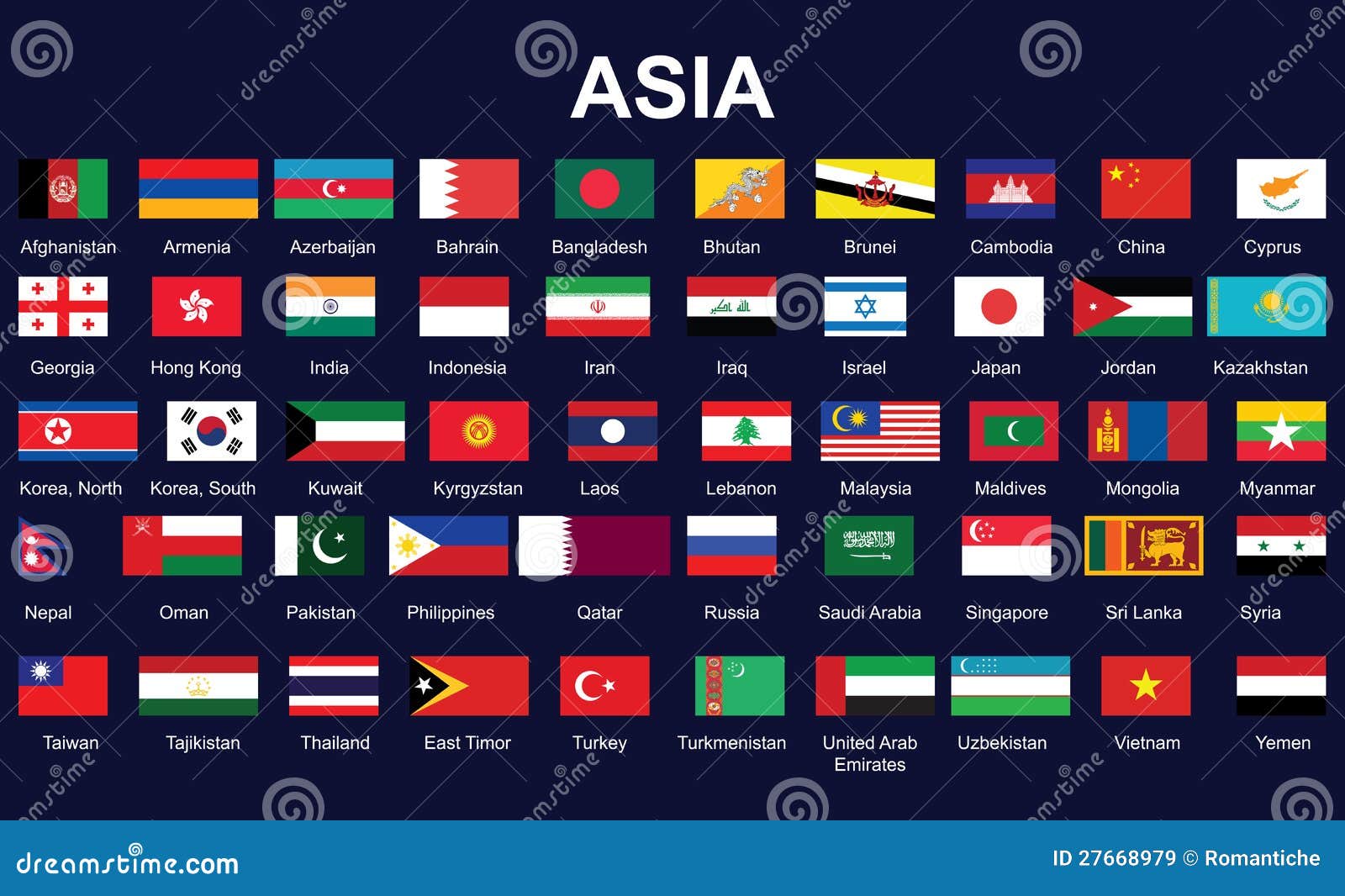 Vlaggen van Azië vector illustratie. Illustration of bangladesh - 27668979