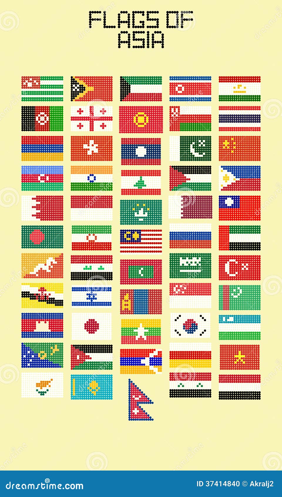 Vlaggen van Azië stock illustratie. Illustration of korea - 37414840