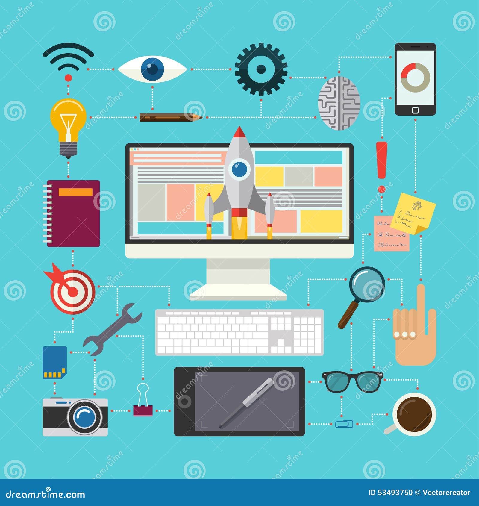 Vlak Ontwerp Vectorconcept Creatief Proces Vector Illustratie ...