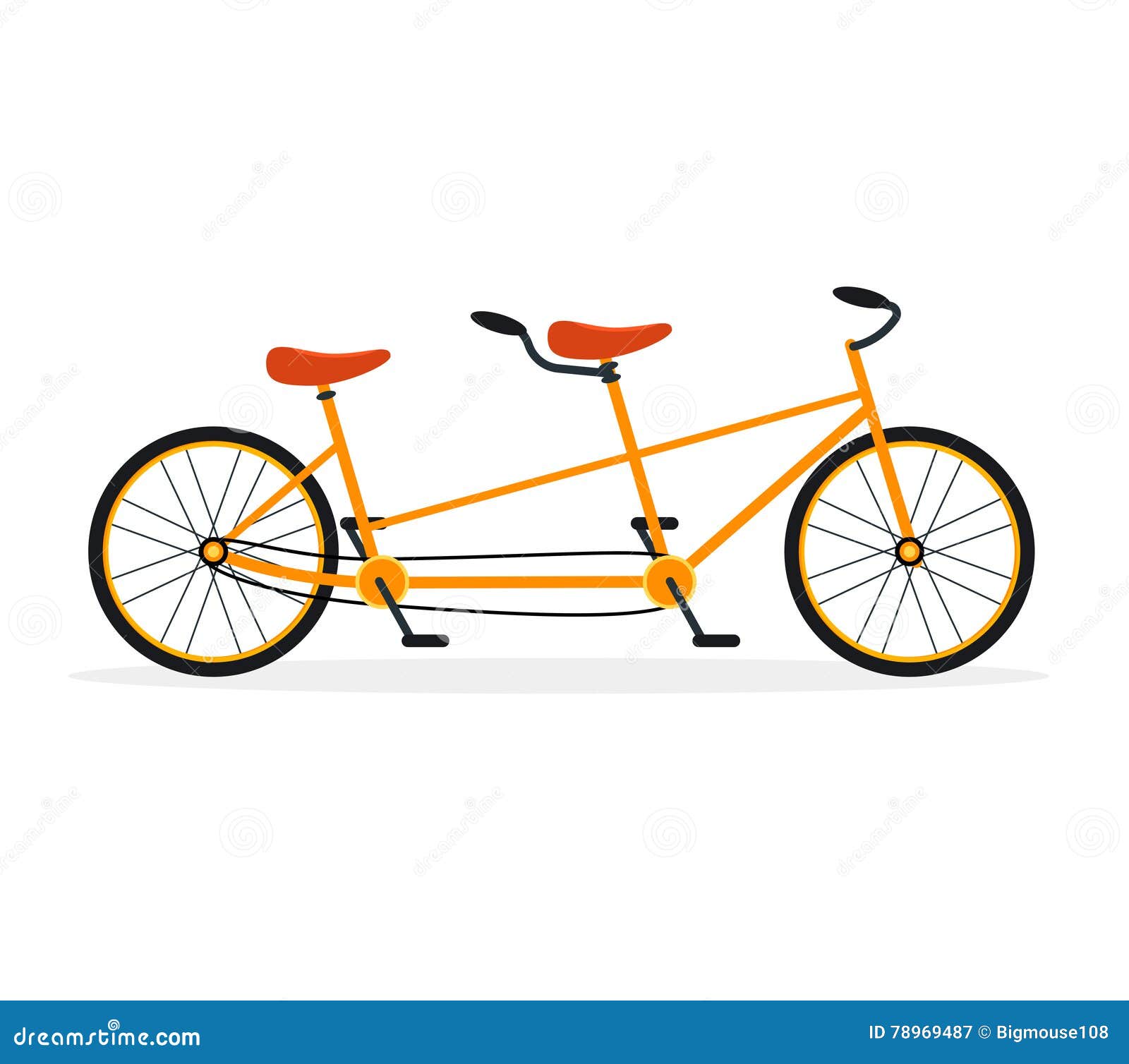 Vlakke Fiets Achter Elkaar Vector Vector Illustratie - Illustration of ...