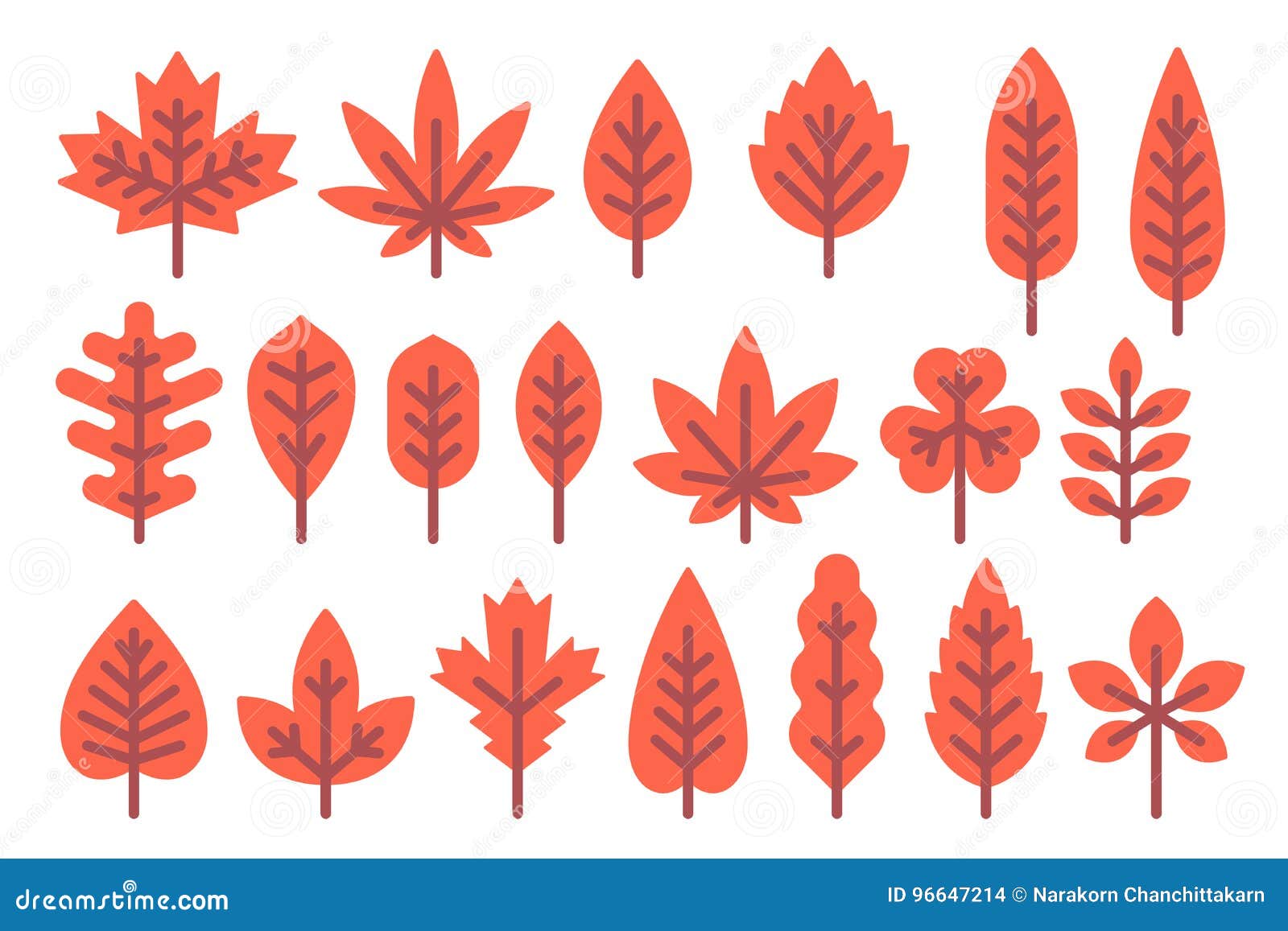 Vlakke Geplaatste Het Bladvormen Van De Ontwerpherfst Stock Illustratie ...