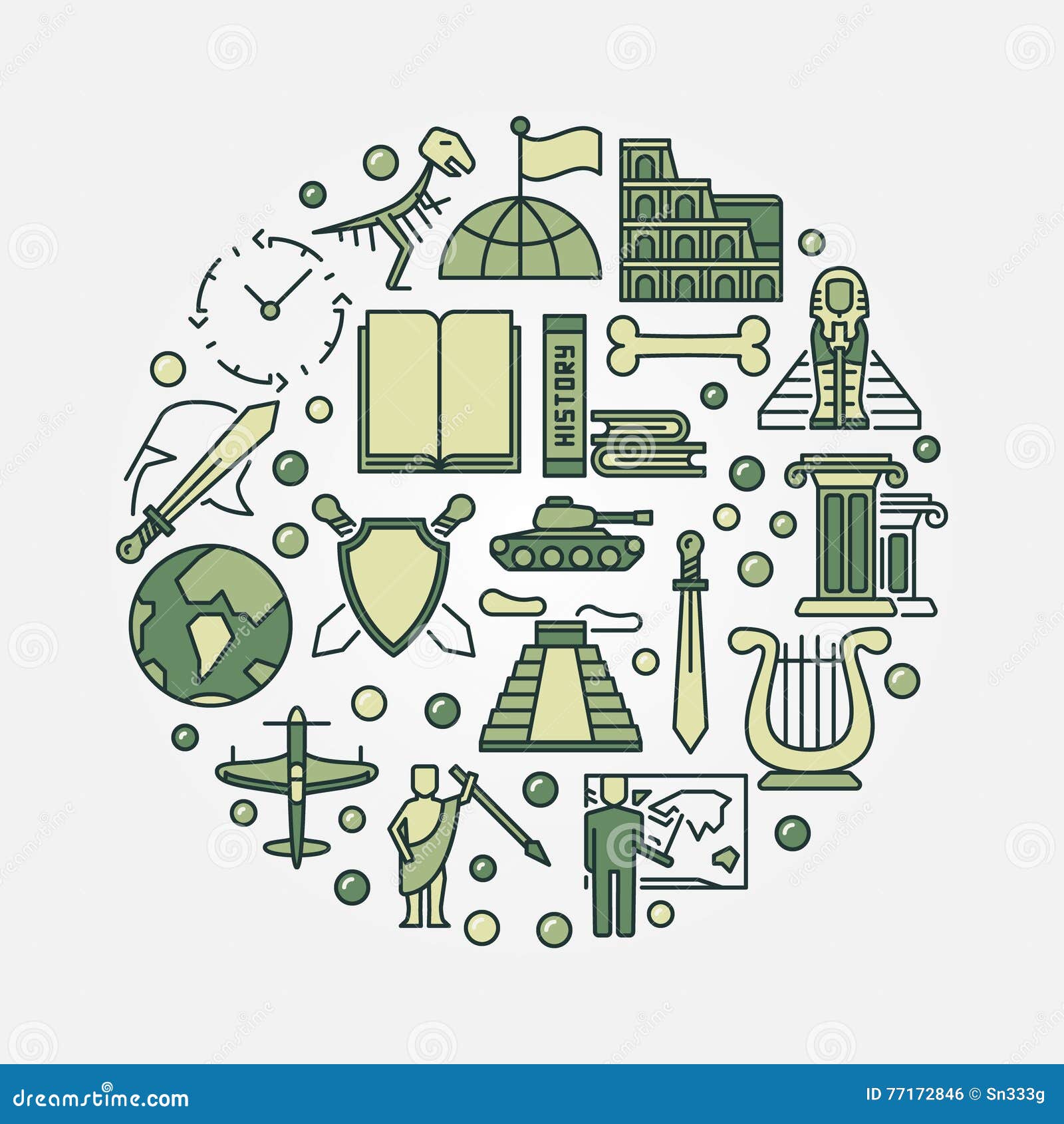 Vlakke Geschiedenisillustratie Vector Illustratie - Illustration of ...