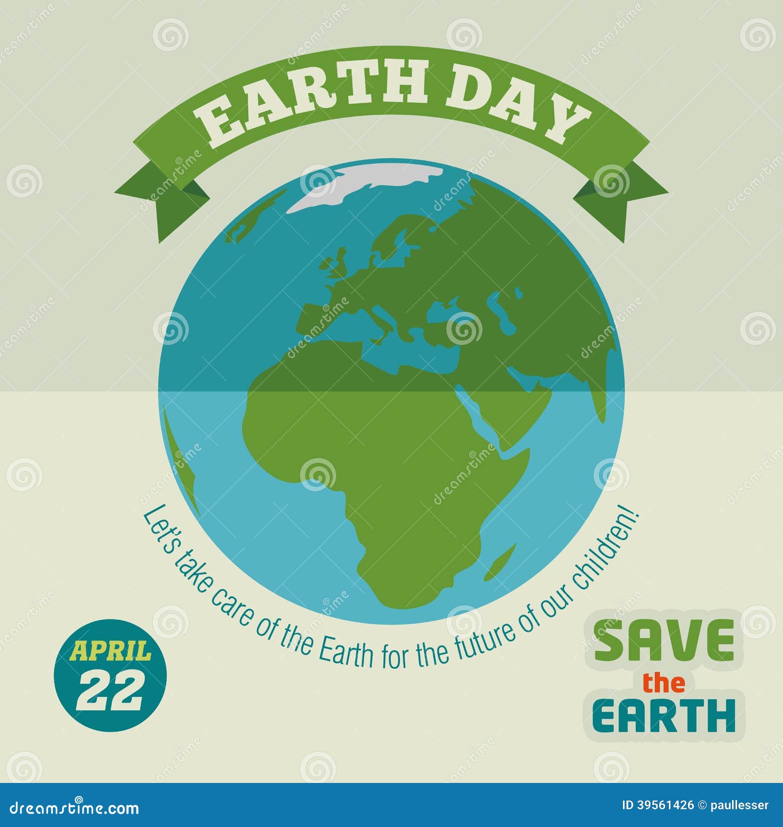 Vlakke Het Ontwerpaffiche Van De Aardedag Vector Illustratie ...