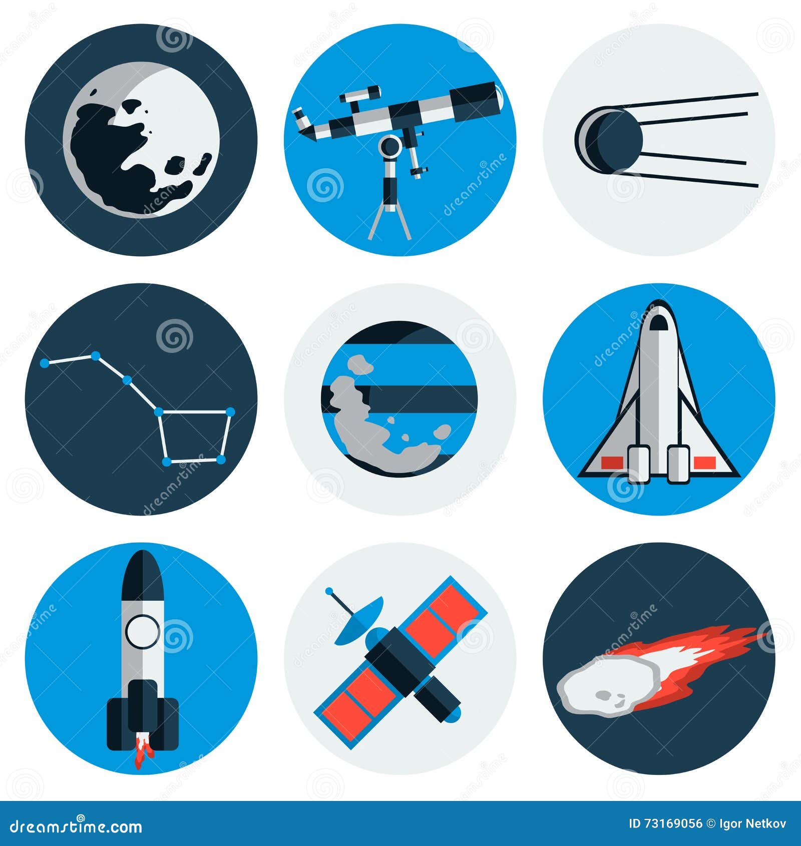 Vlakke Ontwerppictogrammen Van Ruimte En Astronomie Vector Illustratie ...
