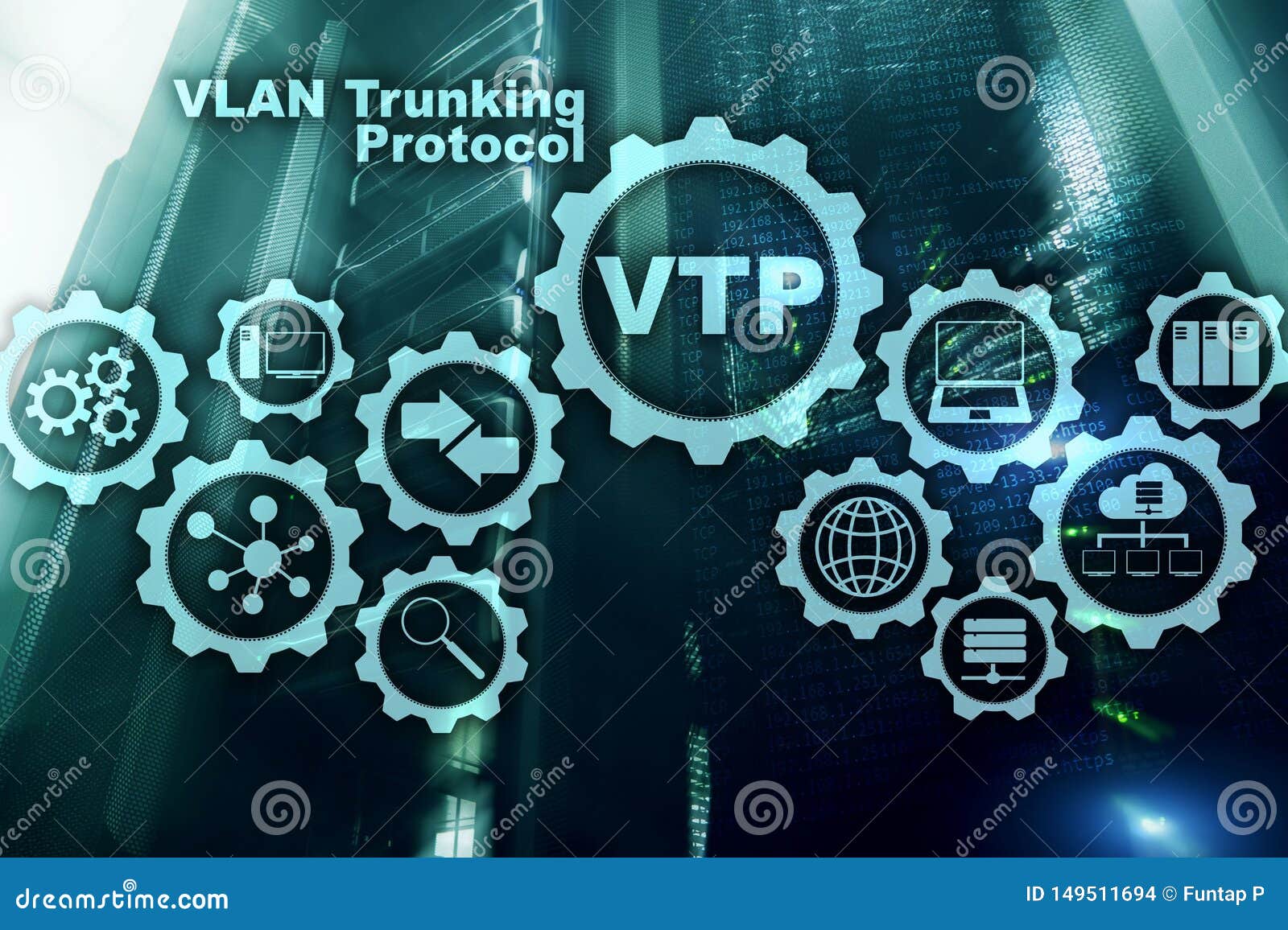 VLAN Trunking Protocol. Virtual Local Area Network. VTP. Stock Photo ...