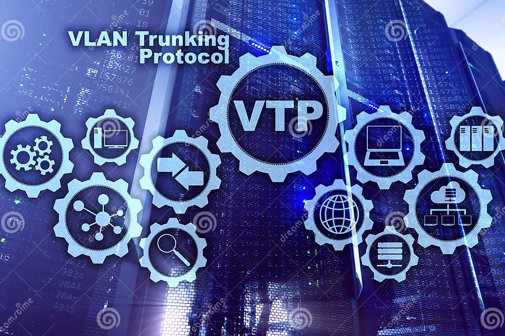VLAN Trunking Protocol. Virtual Local Area Network. VTP. Stock ...