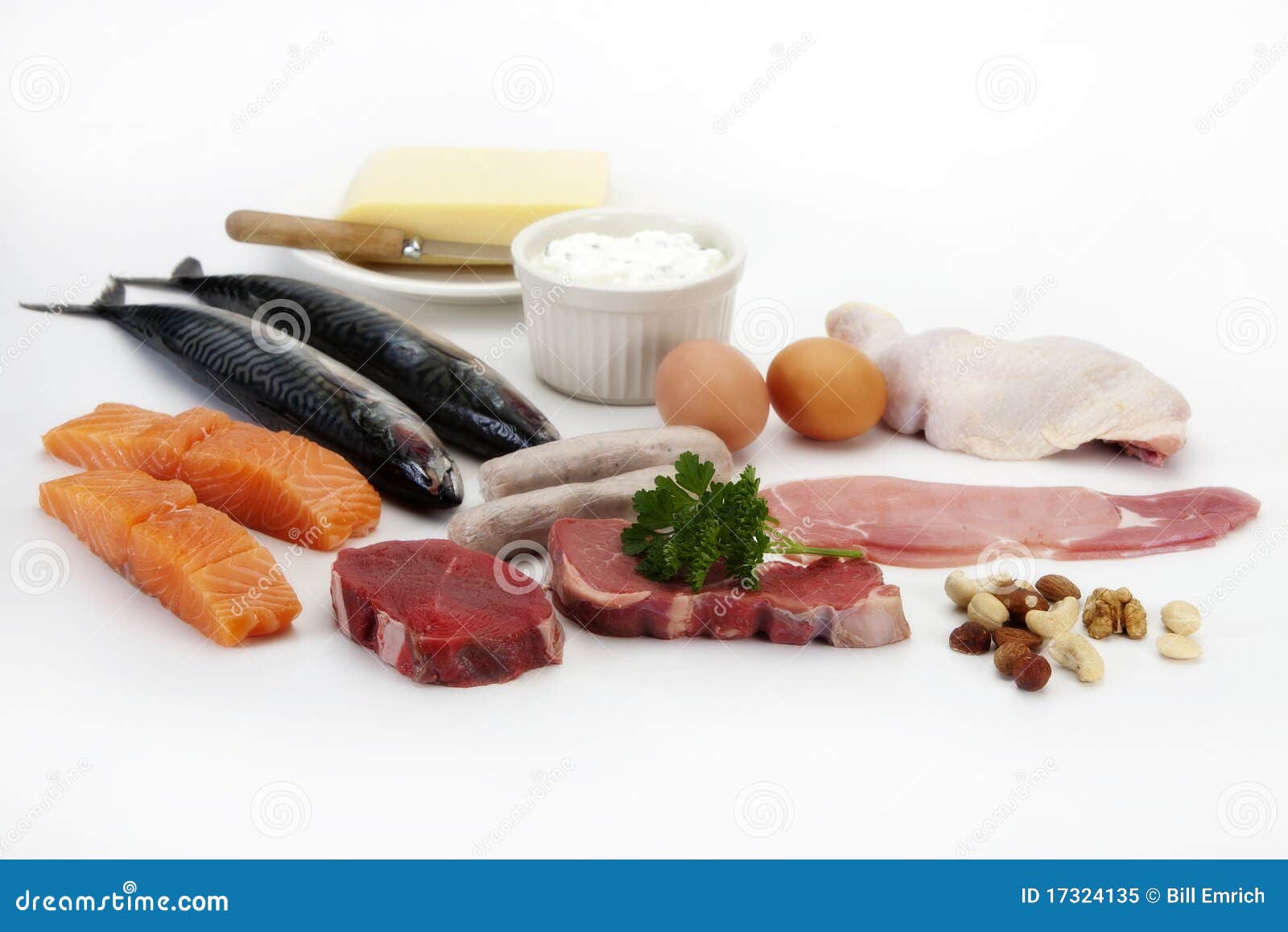 Vlees, Vissen, Eieren & Kip Stock Afbeelding - Image of macht, biefstuk ...