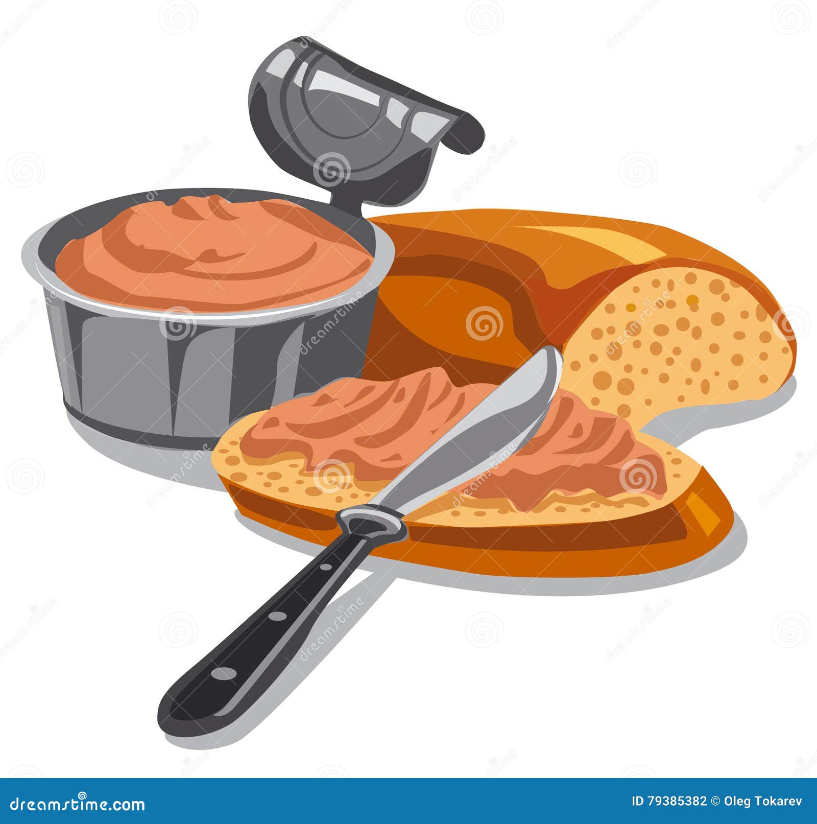 Vleespastei Op Gesneden Brood Stock Illustratie - Illustration of ...