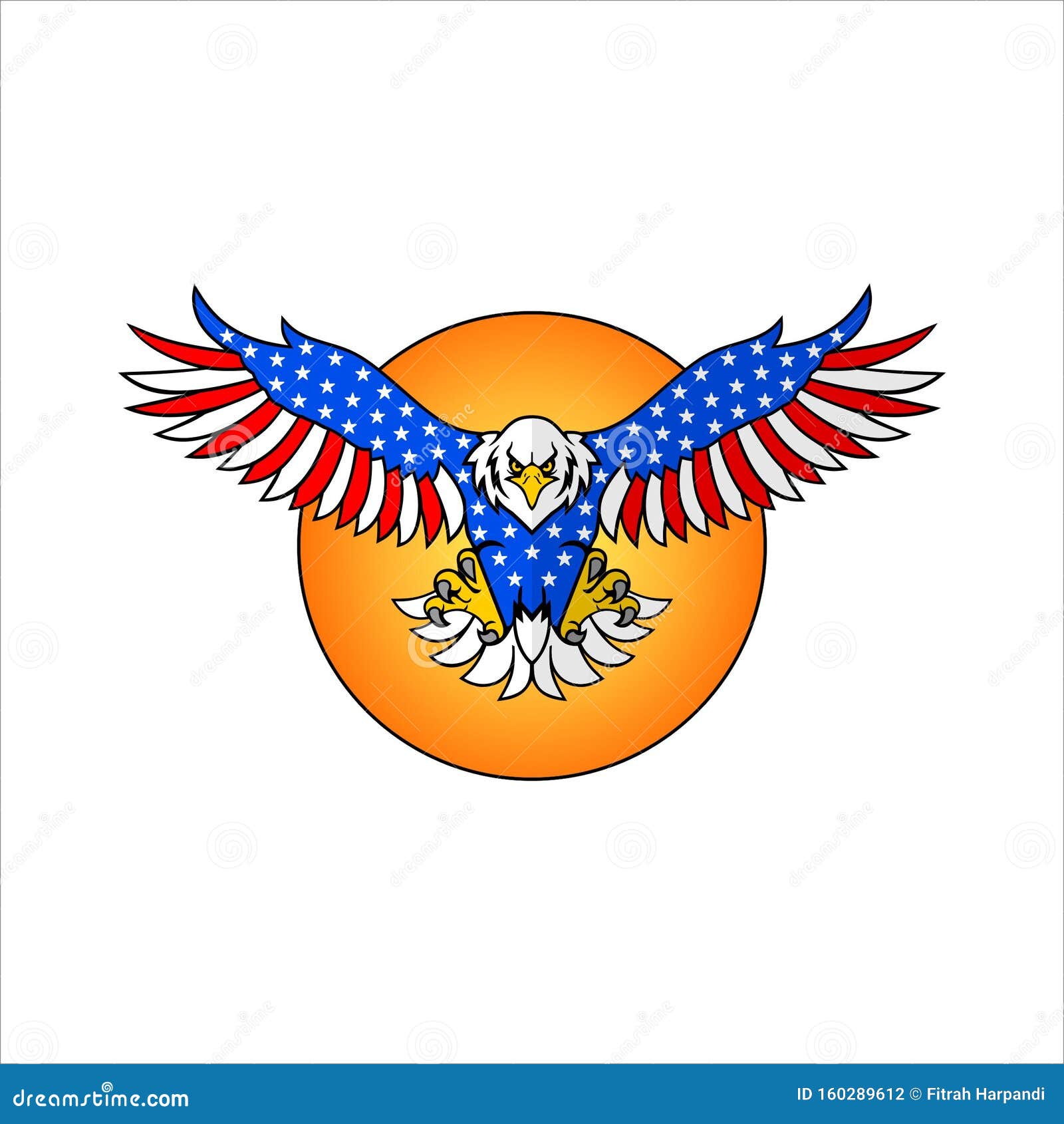 Vliegende Arend En Zonnevector Vector Illustratie - Illustration of ...