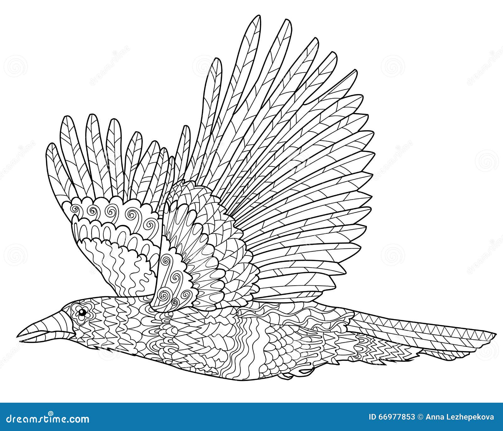 Vliegende Raaf Met Hoge Details Vector Illustratie - Illustration of ...