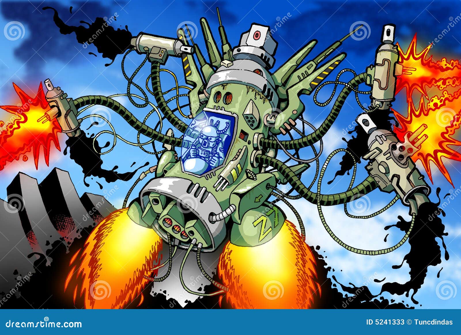 Vliegende Robot stock illustratie. Illustration of verf - 5241333