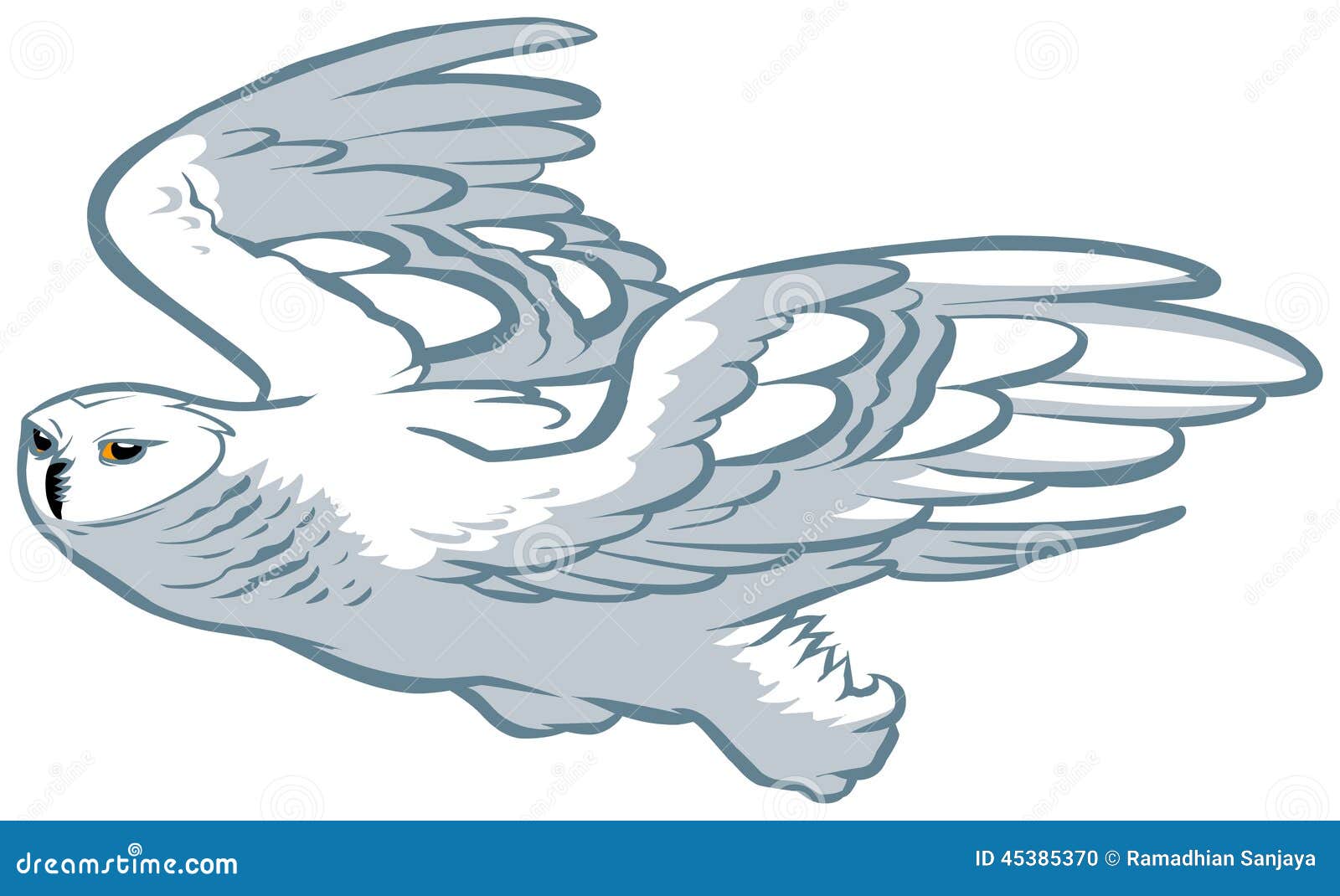 Vliegende witte uil vector illustratie. Illustration of ding - 45385370