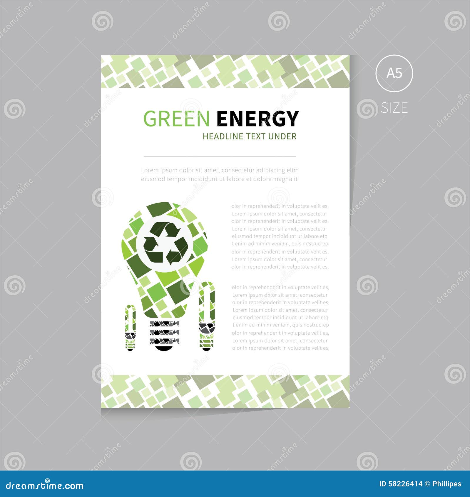 Vliegerbrochure Van Groene Kringloopenergie A5 Vector Illustratie ...
