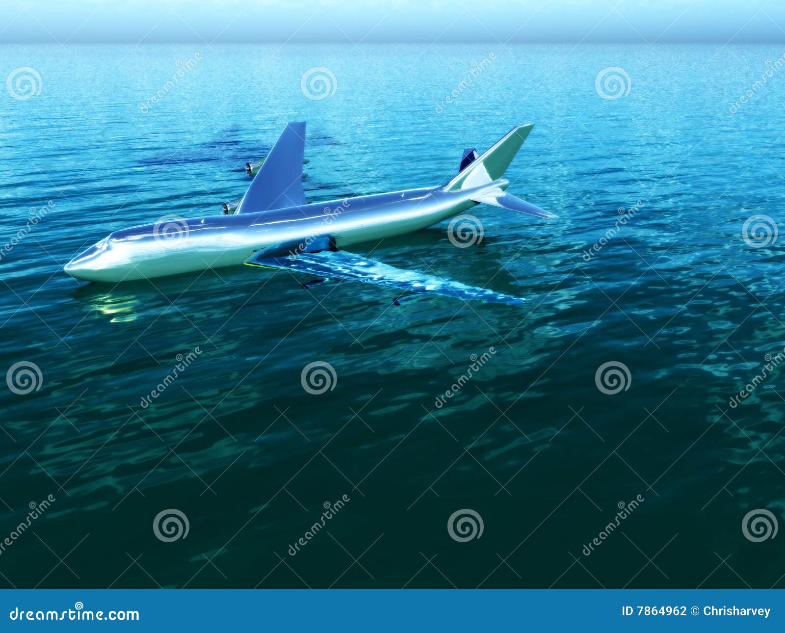 Vliegtuig in Water stock foto. Image of neerstorting, buiten - 7864962