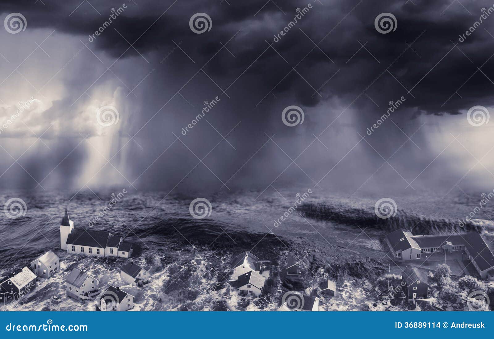 Vloed in de stad stock foto. Image of schade, klimaat - 36889114