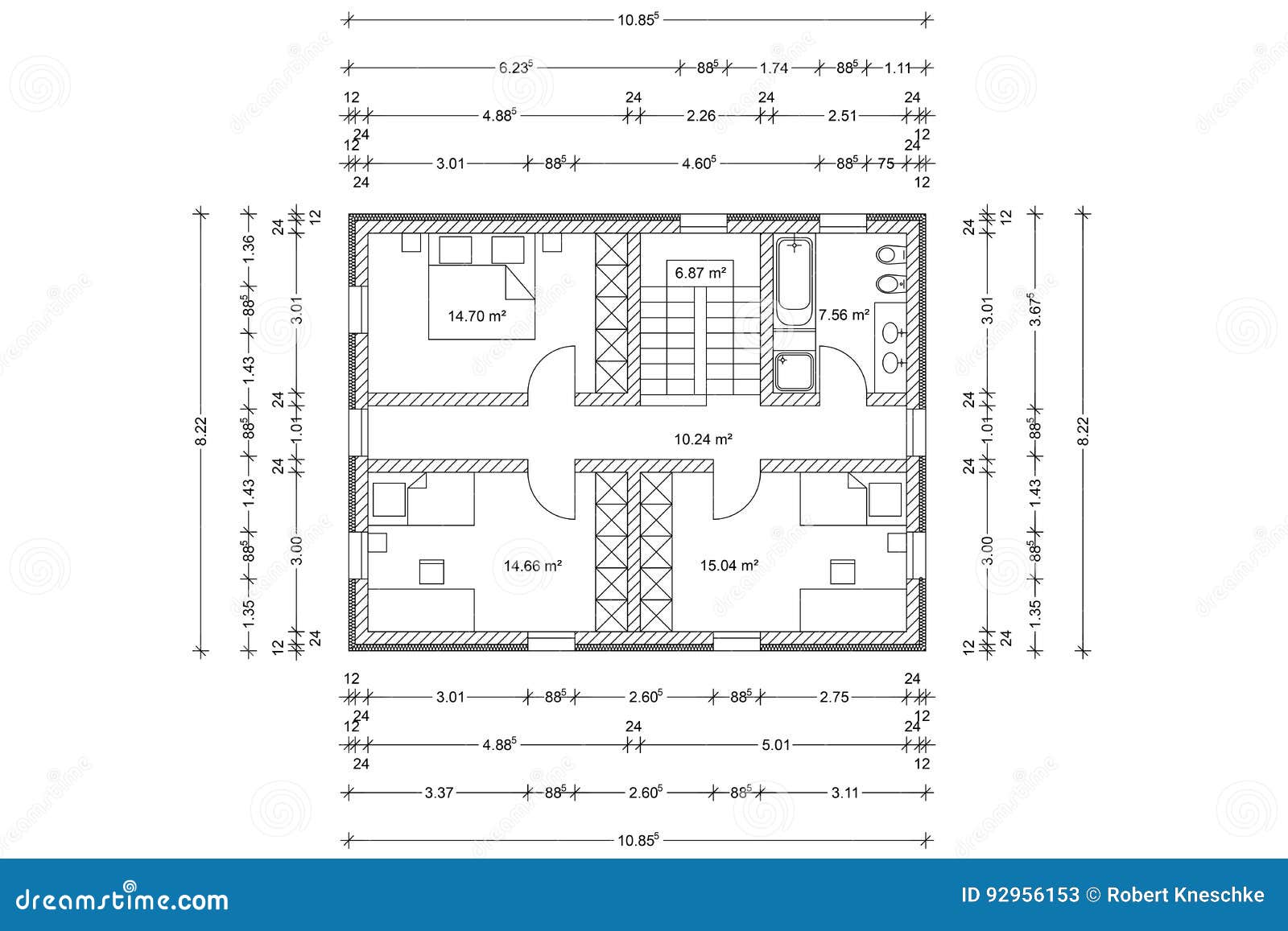 Vloerplan Van Huis Als Architecturale Tekening Stock Illustratie ...