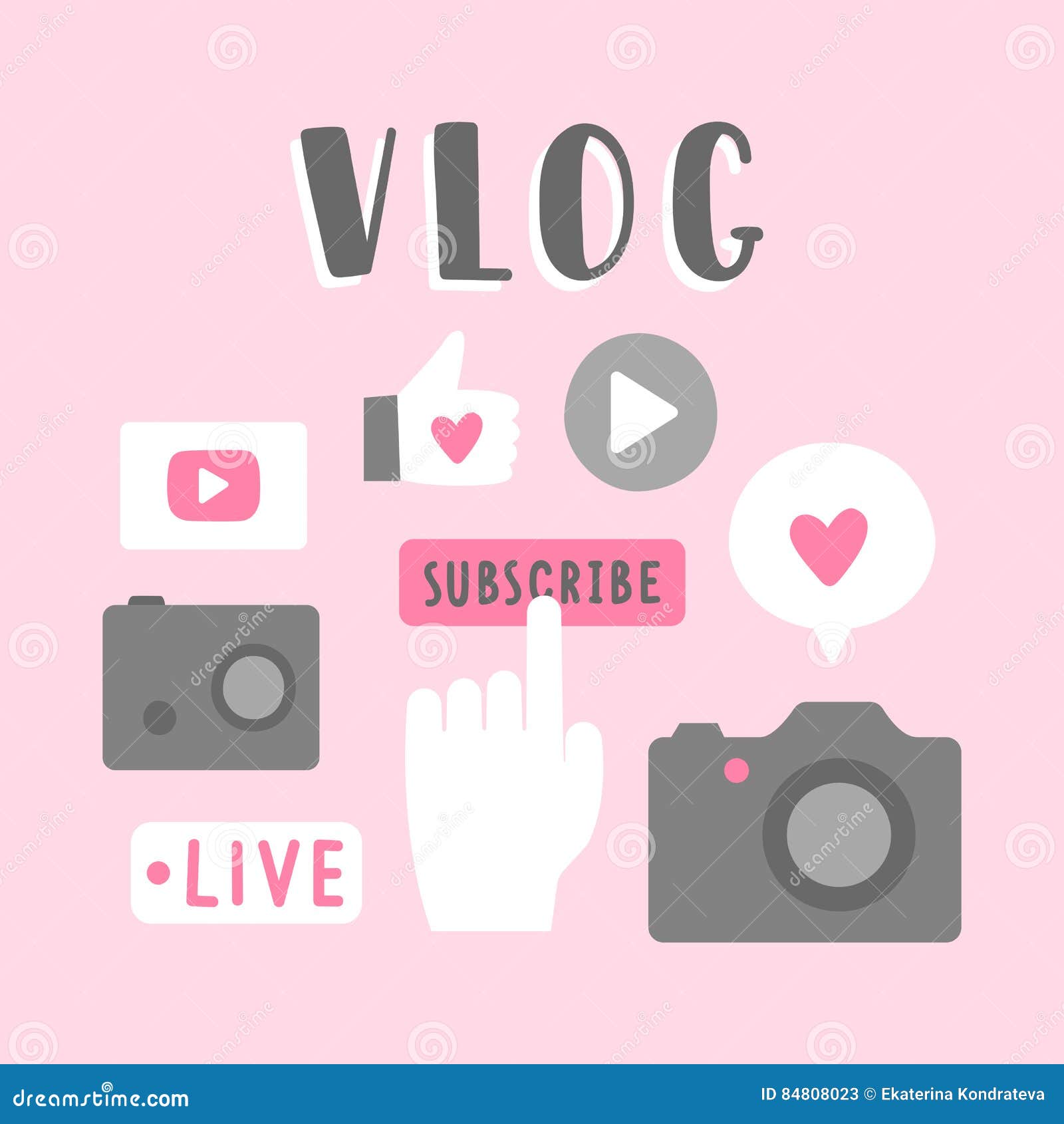 Vlog icons illustration. stock vector. Illustration of camera - 84808023