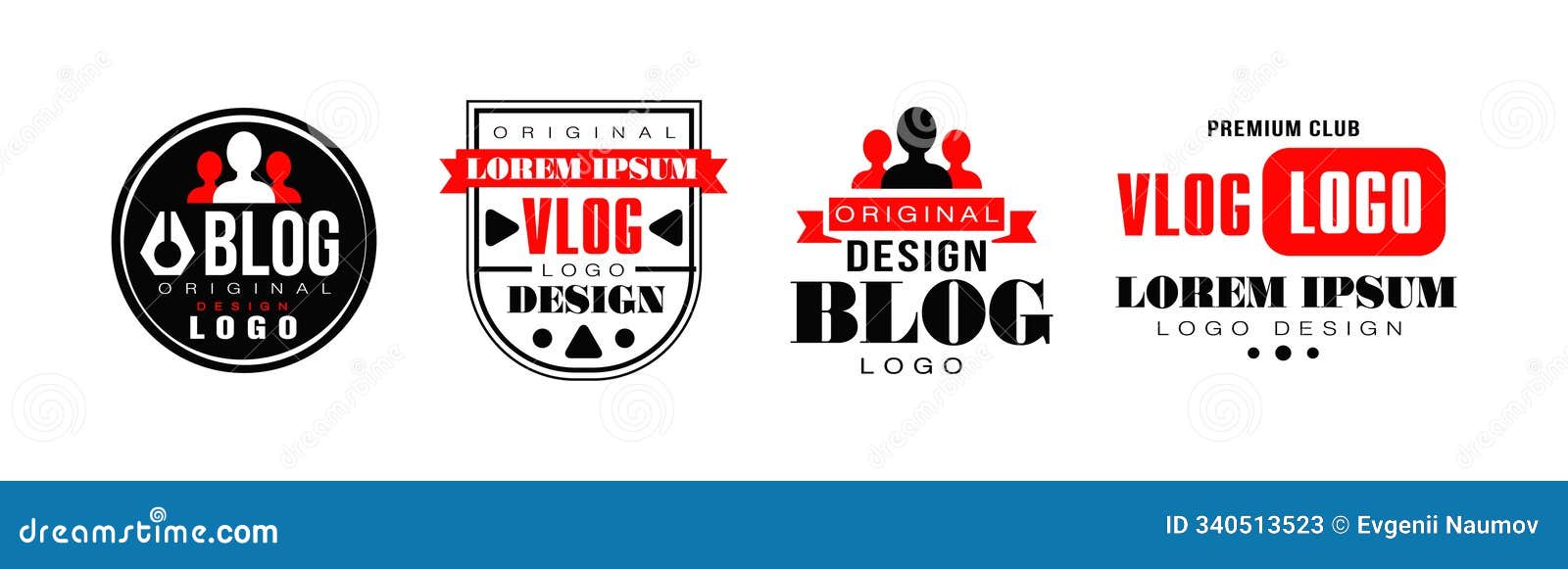 Vlog Logo And Label Design With Red And Black Vector Set ...