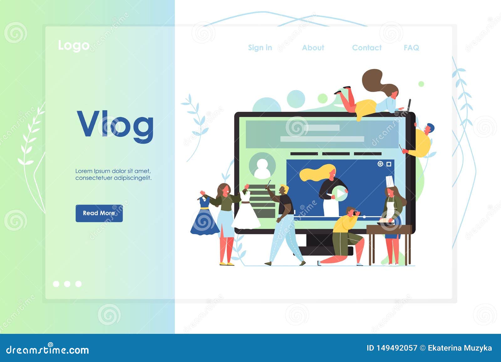 Vlog Vector Concept Modern Colored Linear Heart Illustration ...