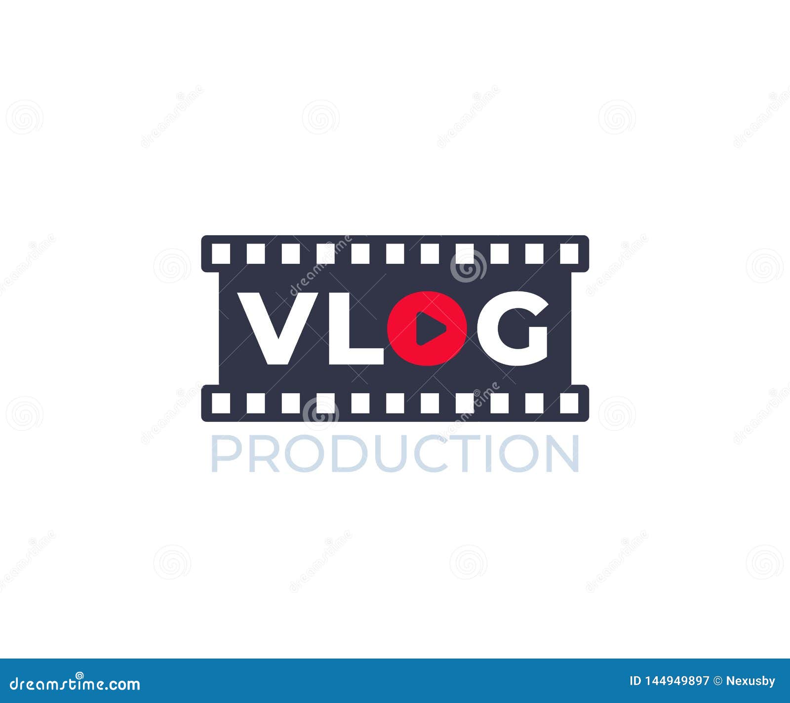 Vlog, Video Blogging, Vector Logo with Film Strip Stock Vector ...