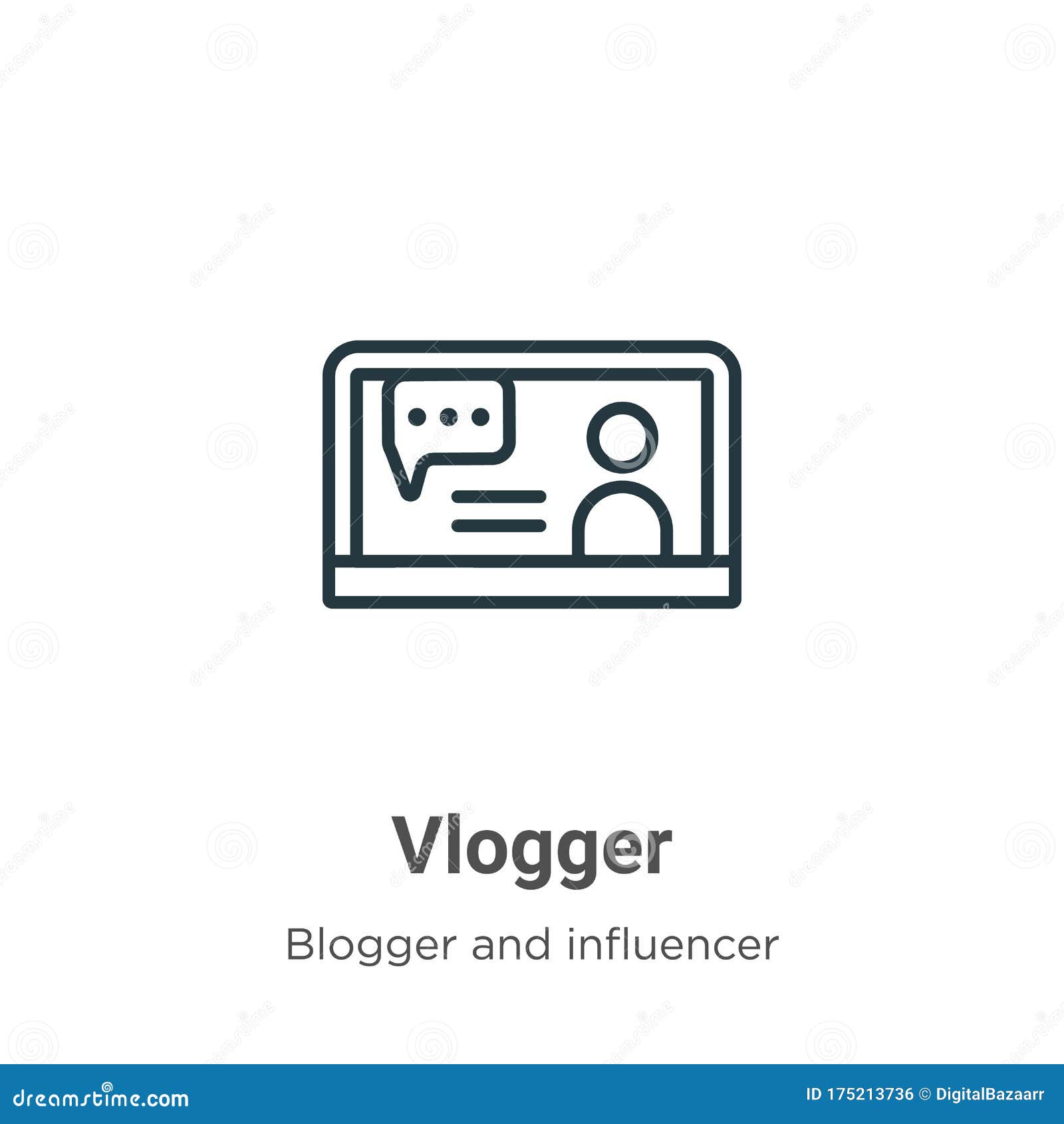Vlogger Outline Vector Icon. Thin Line Black Vlogger Icon, Flat Vector Simple Element ...